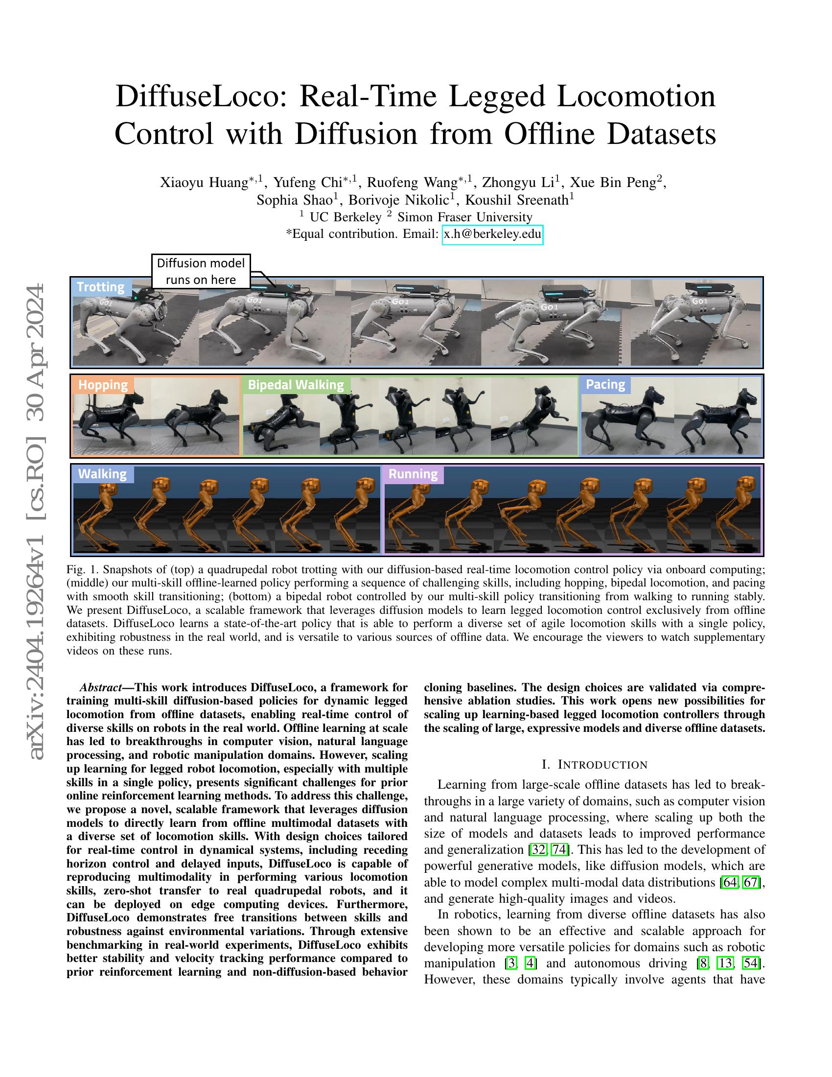 DiffuseLoco: Real-Time Legged Locomotion Control with Diffusion from Offline Datasets - 智源社区论文