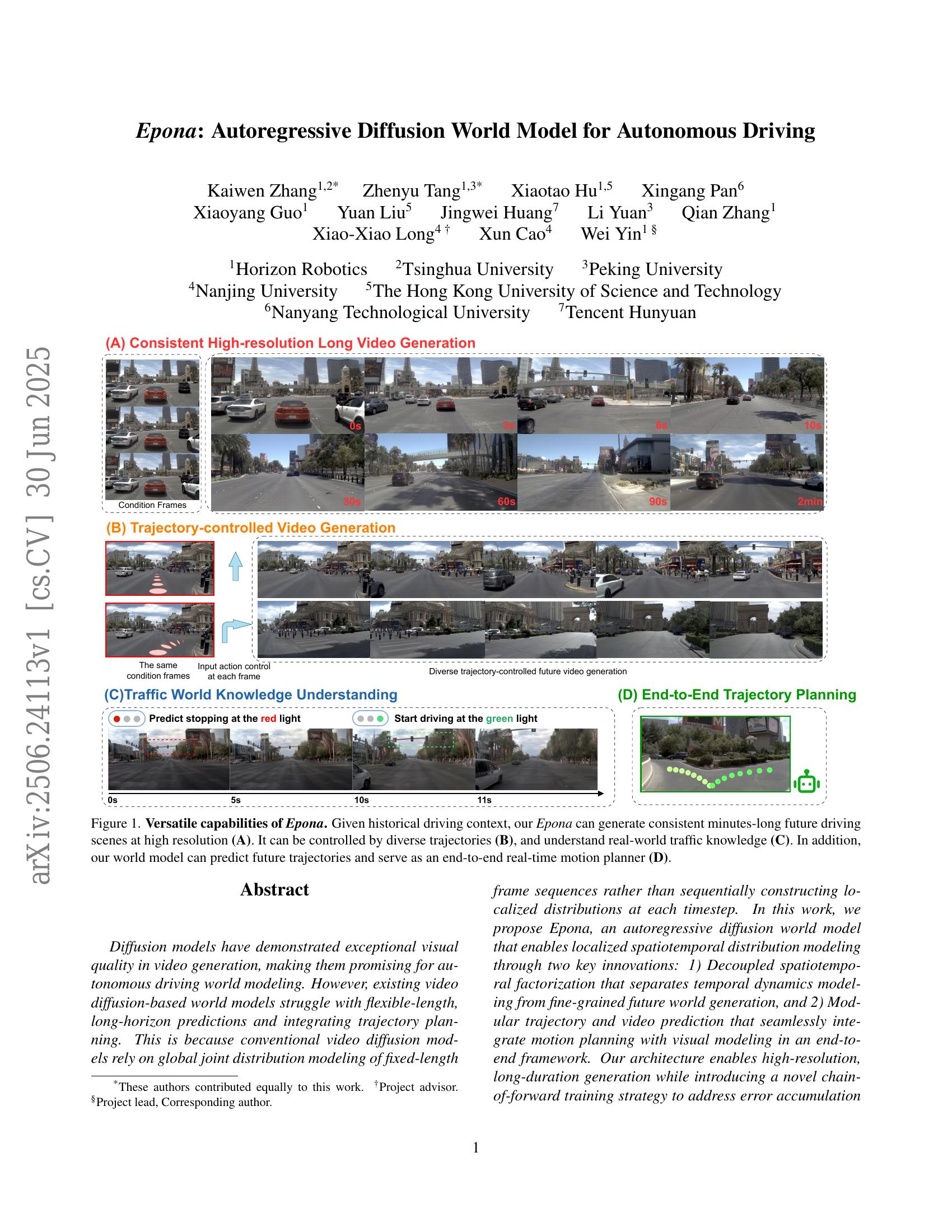 Epona: Autoregressive Diffusion World Model for Autonomous Driving - 智源社区论文