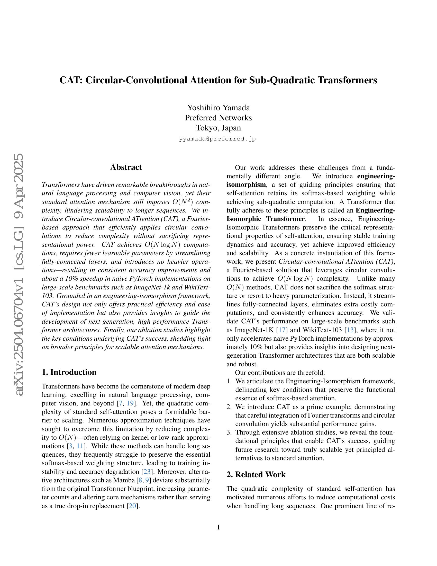 CAT: Circular-Convolutional Attention for Sub-Quadratic Transformers - 智源社区论文