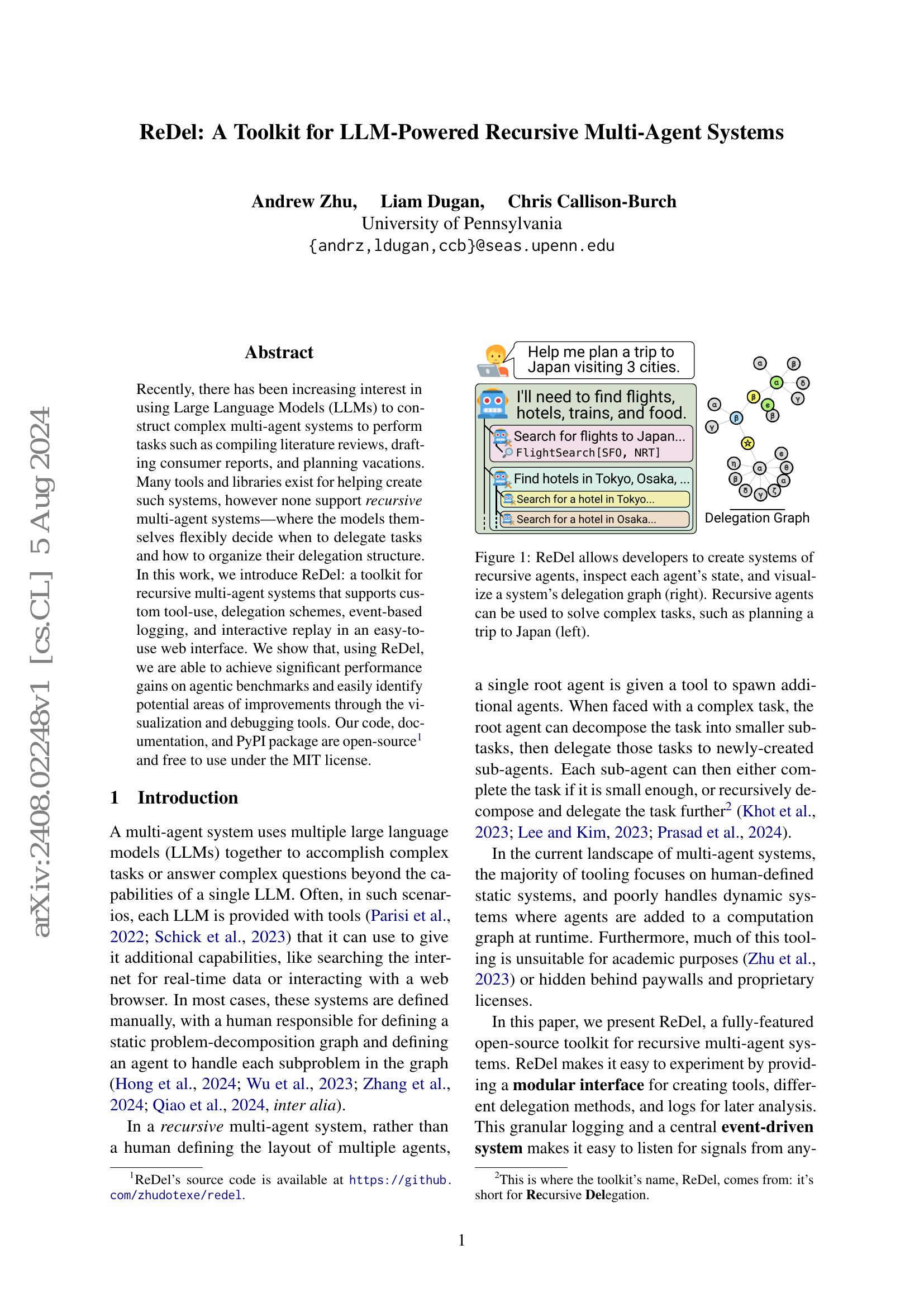 ReDel: A Toolkit for LLM-Powered Recursive Multi-Agent Systems - 智源社区论文