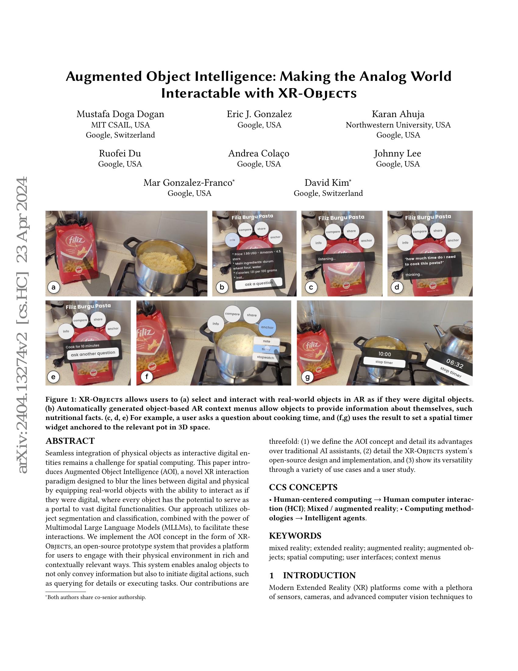 Augmented Object Intelligence: Making the Analog World Interactable with XR-Objects - 智源社区论文