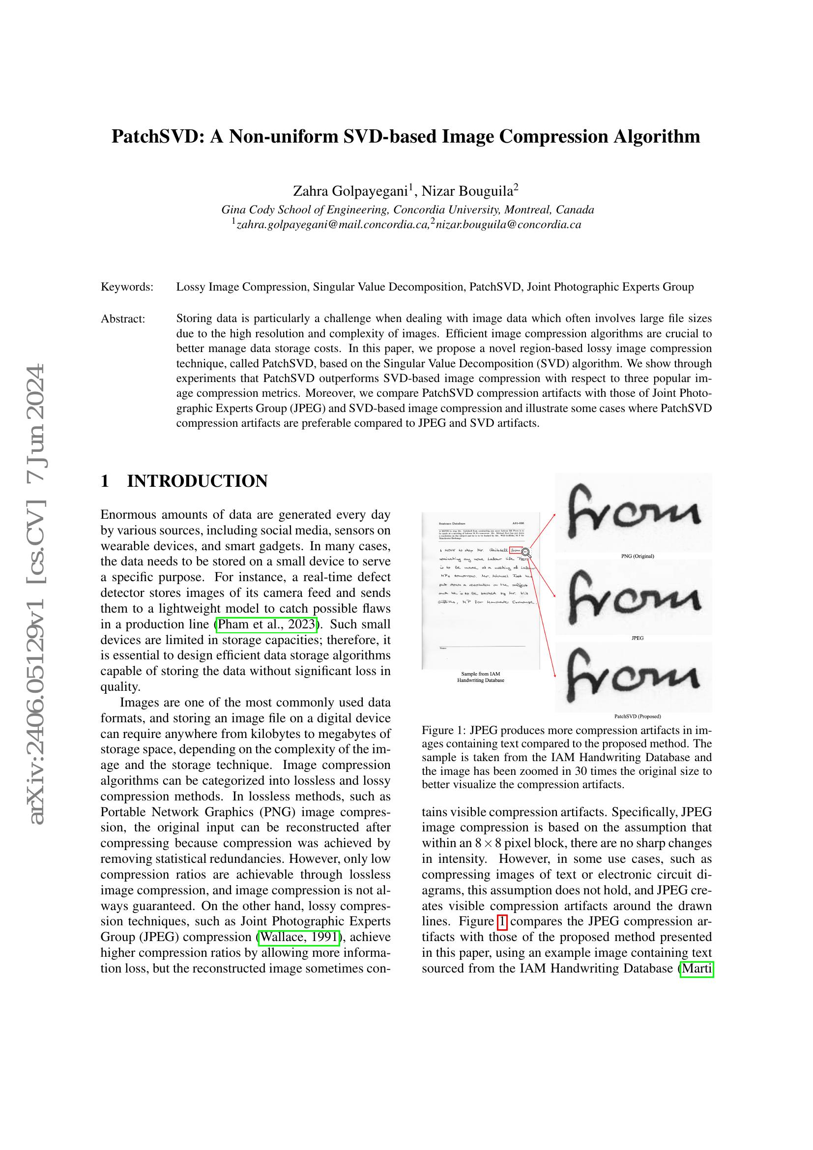 PatchSVD: A Non-uniform SVD-based Image Compression Algorithm - 智源社区论文