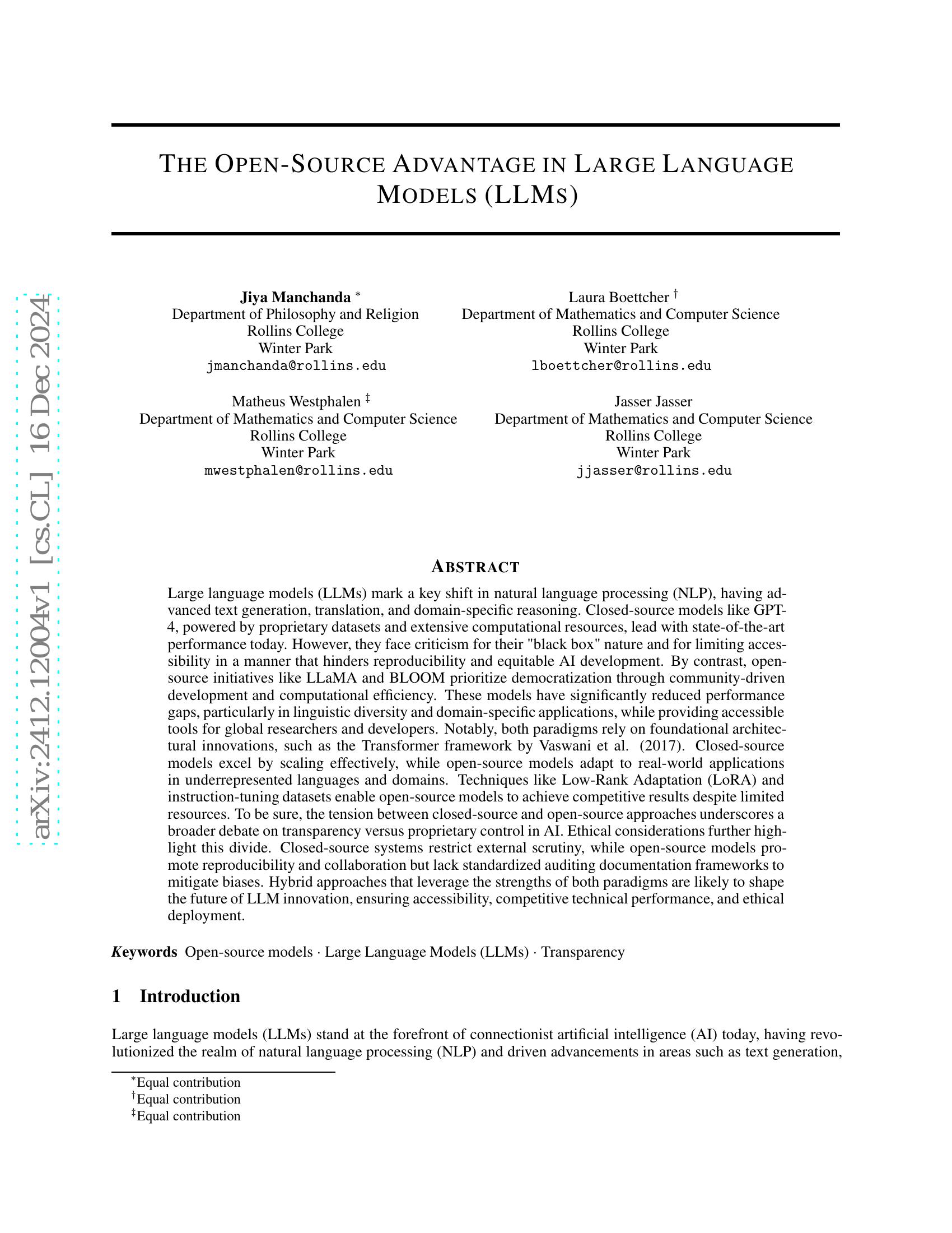 The Open Source Advantage in Large Language Models (LLMs) - 智源社区论文
