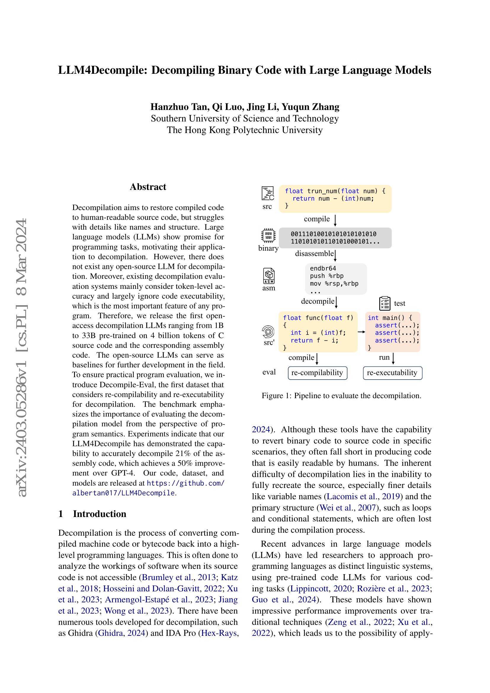 LLM4Decompile: Decompiling Binary Code with Large Language Models - 智源社区论文