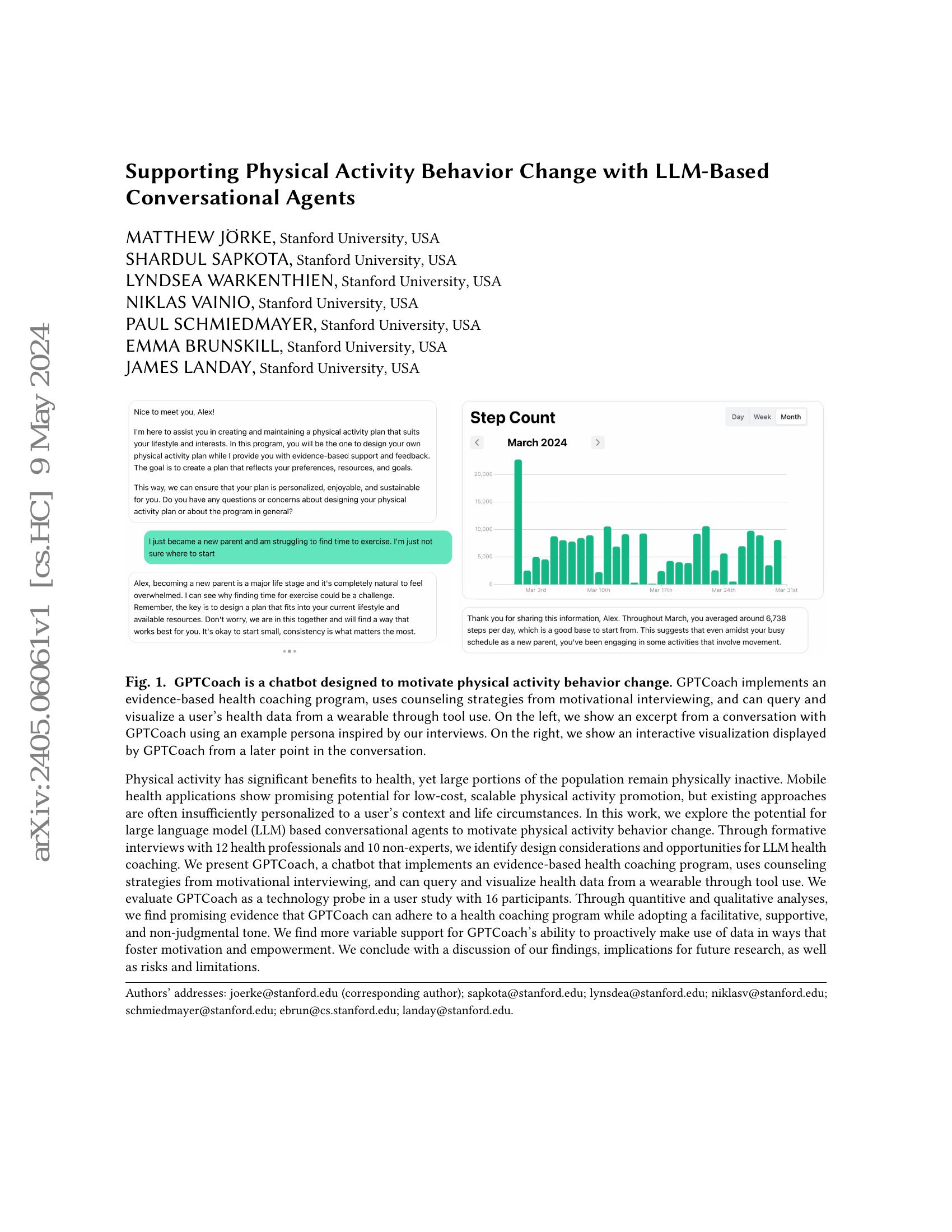 Supporting Physical Activity Behavior Change with LLM-Based Conversational Agents - 智源社区论文