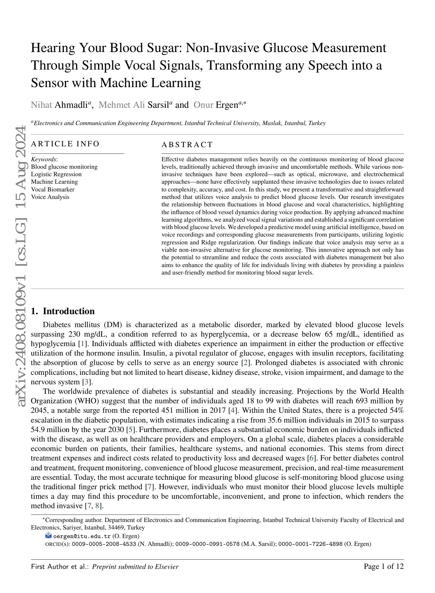 Hearing Your Blood Sugar: Non-Invasive Glucose Measurement Through ...