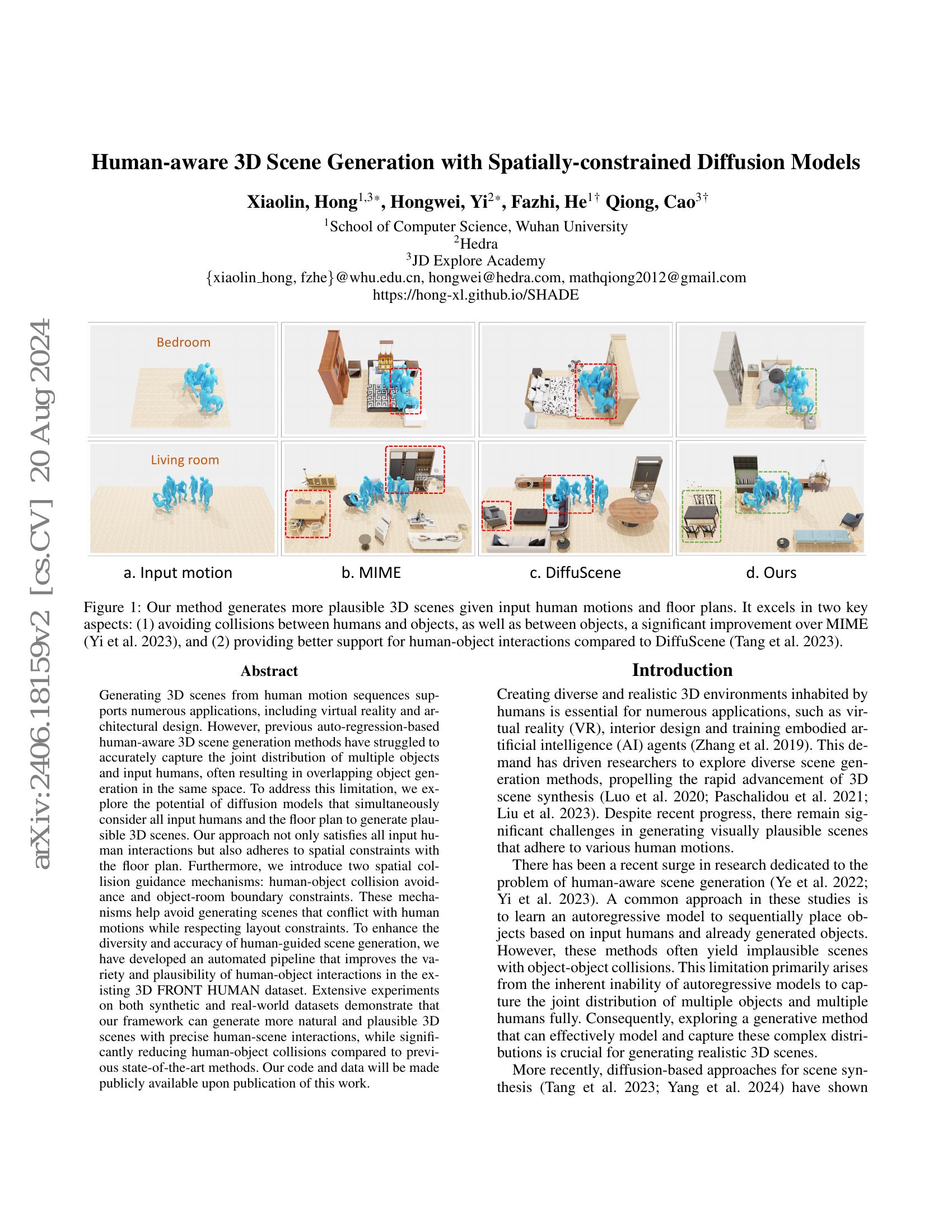 Human-Aware 3D Scene Generation with Spatially-constrained Diffusion ...