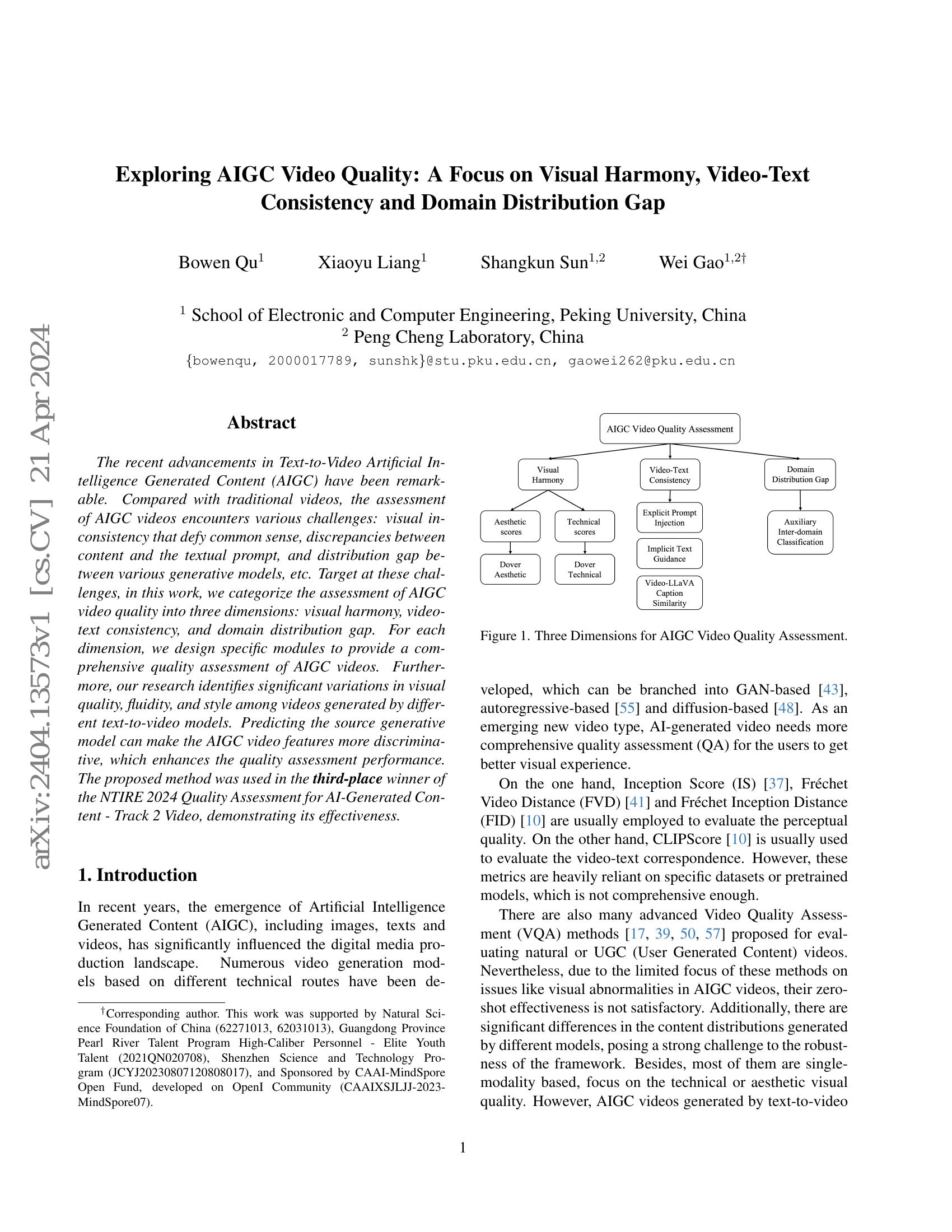 Exploring AIGC Video Quality: A Focus on Visual Harmony, Video-Text Consistency and Domain ...