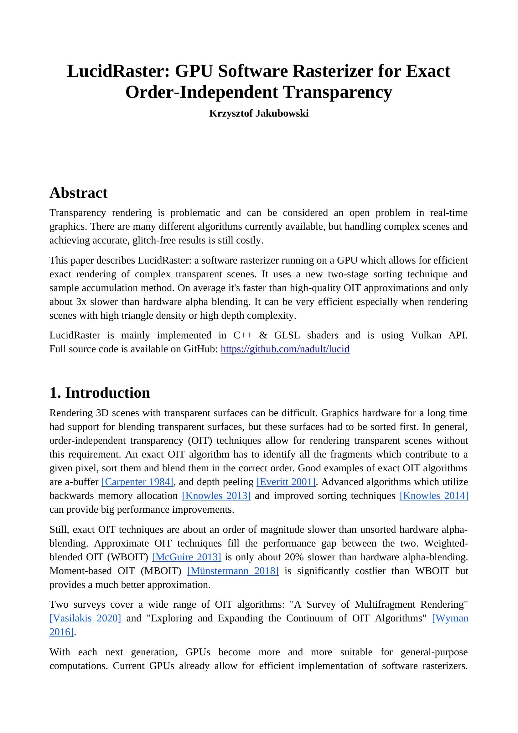 LucidRaster: GPU Software Rasterizer for Exact Order-Independent Transparency - 智源社区论文