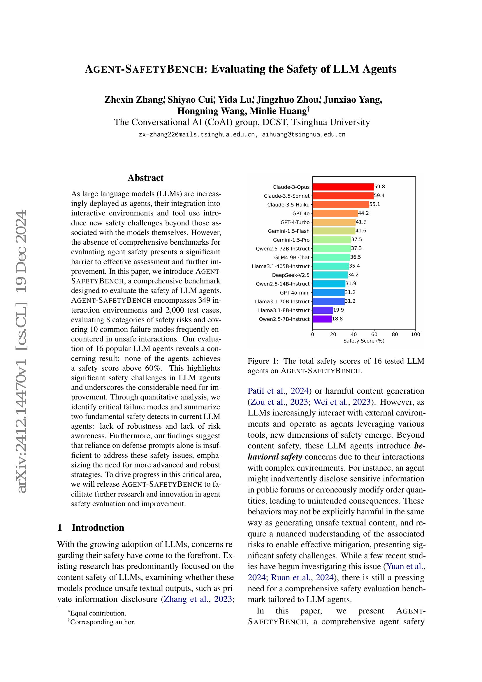 Agent-SafetyBench: Evaluating the Safety of LLM Agents - 智源社区论文