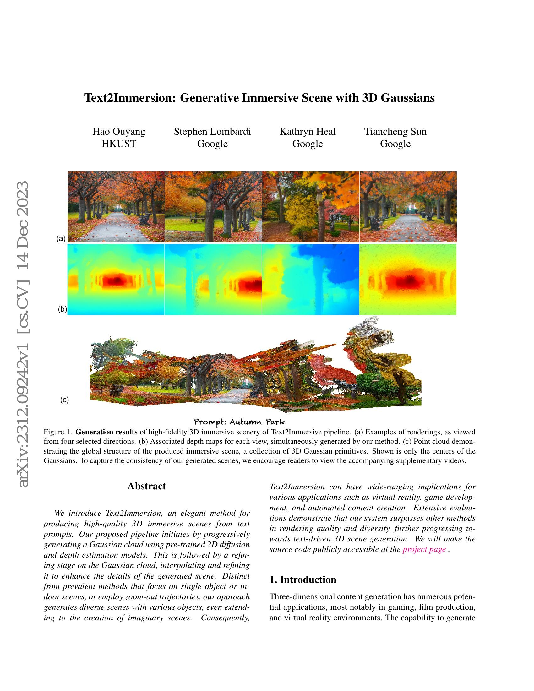 Text2Immersion: Generative Immersive Scene with 3D Gaussians - 智源社区论文