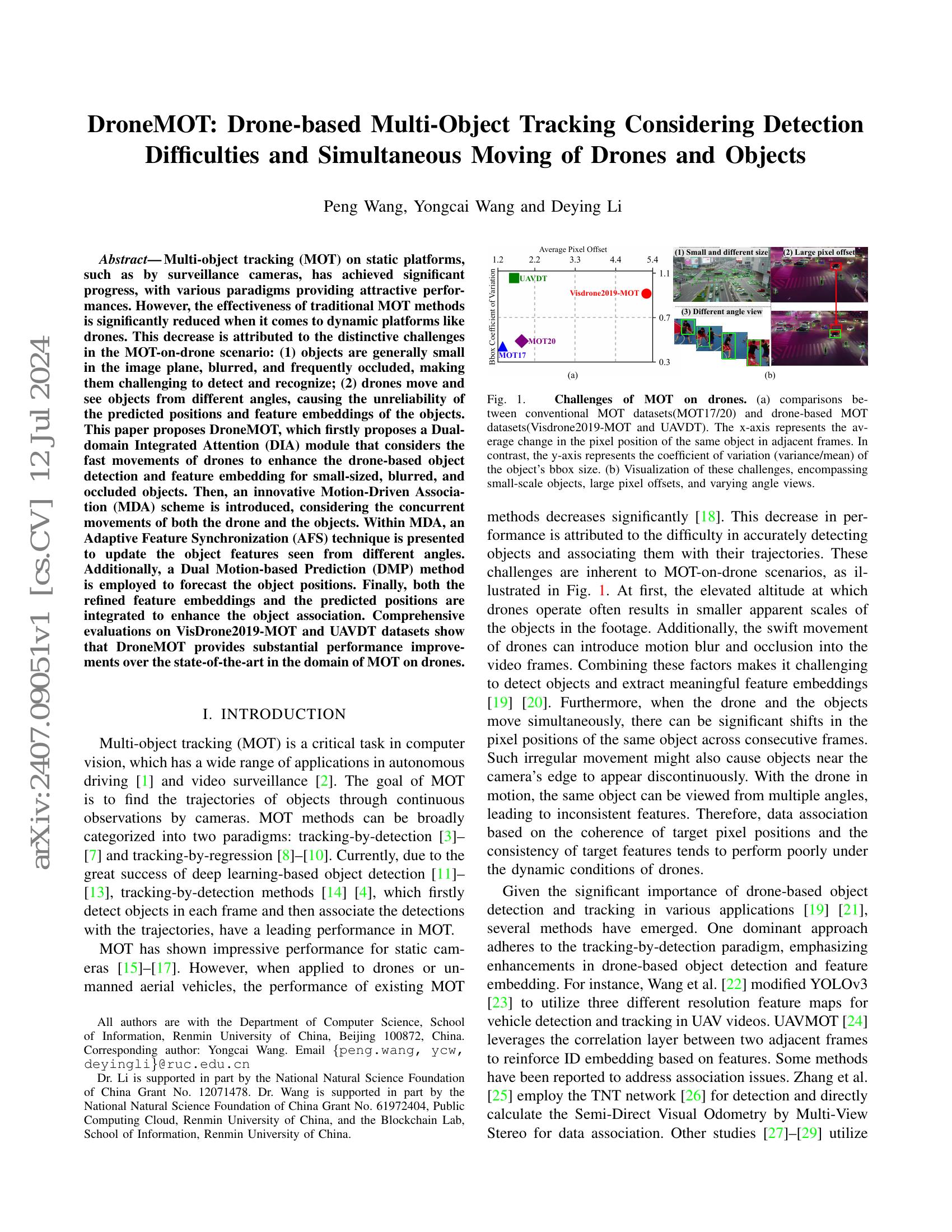 Dronemot Drone Based Multi Object Tracking Considering Detection