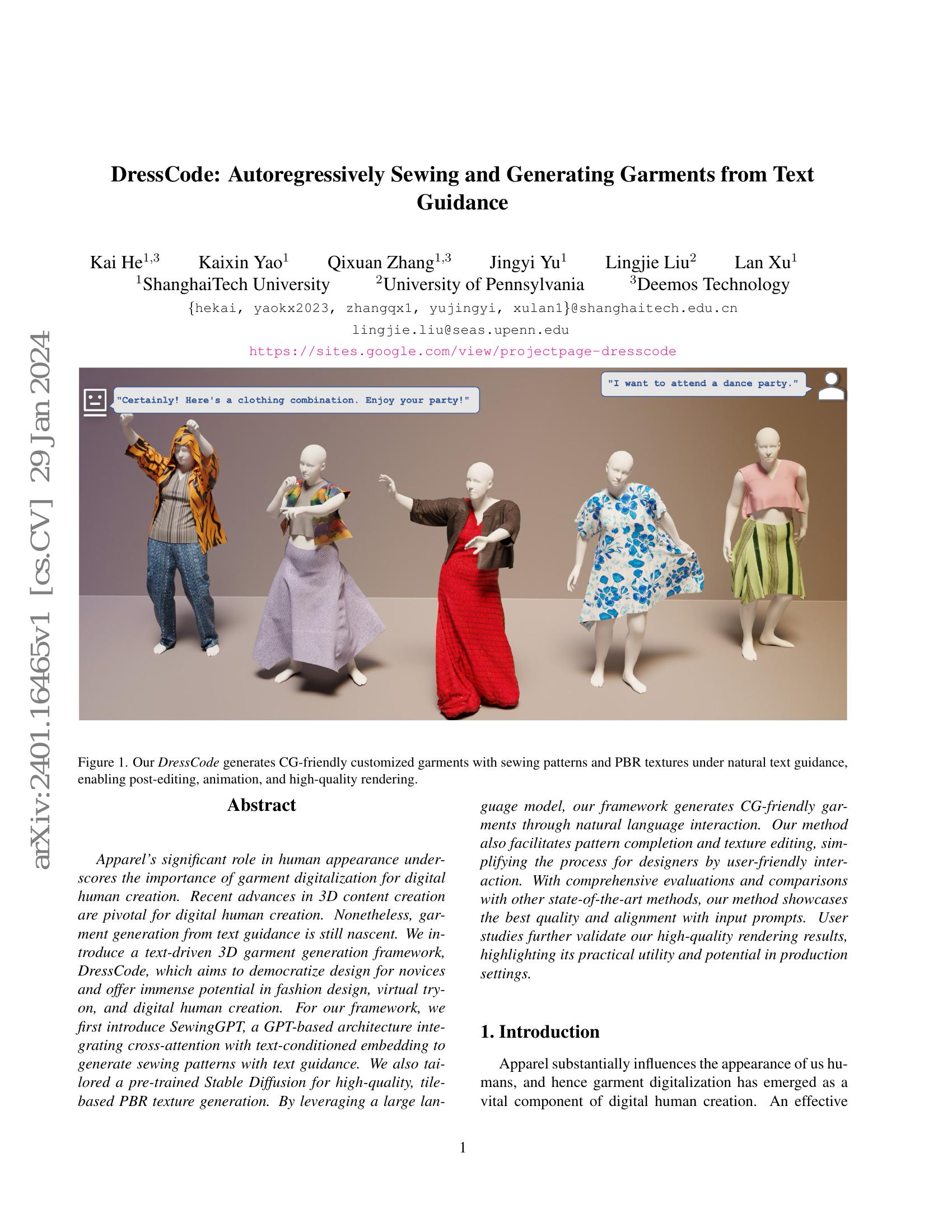 DressCode: Autoregressively Sewing and Generating Garments from Text ...