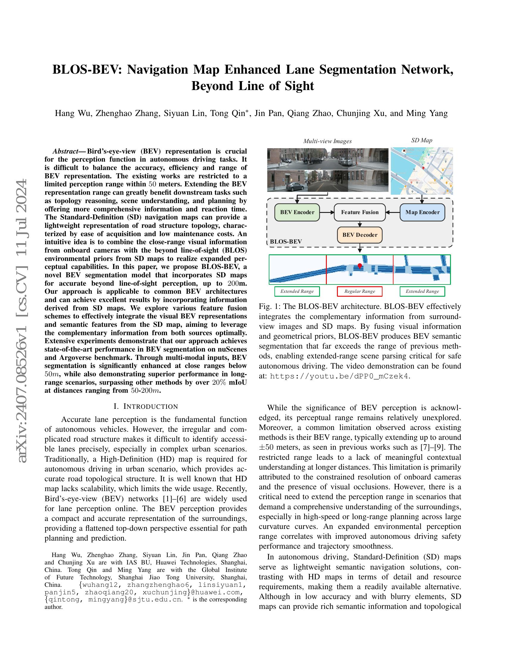 BLOS-BEV: Navigation Map Enhanced Lane Segmentation Network, Beyond ...