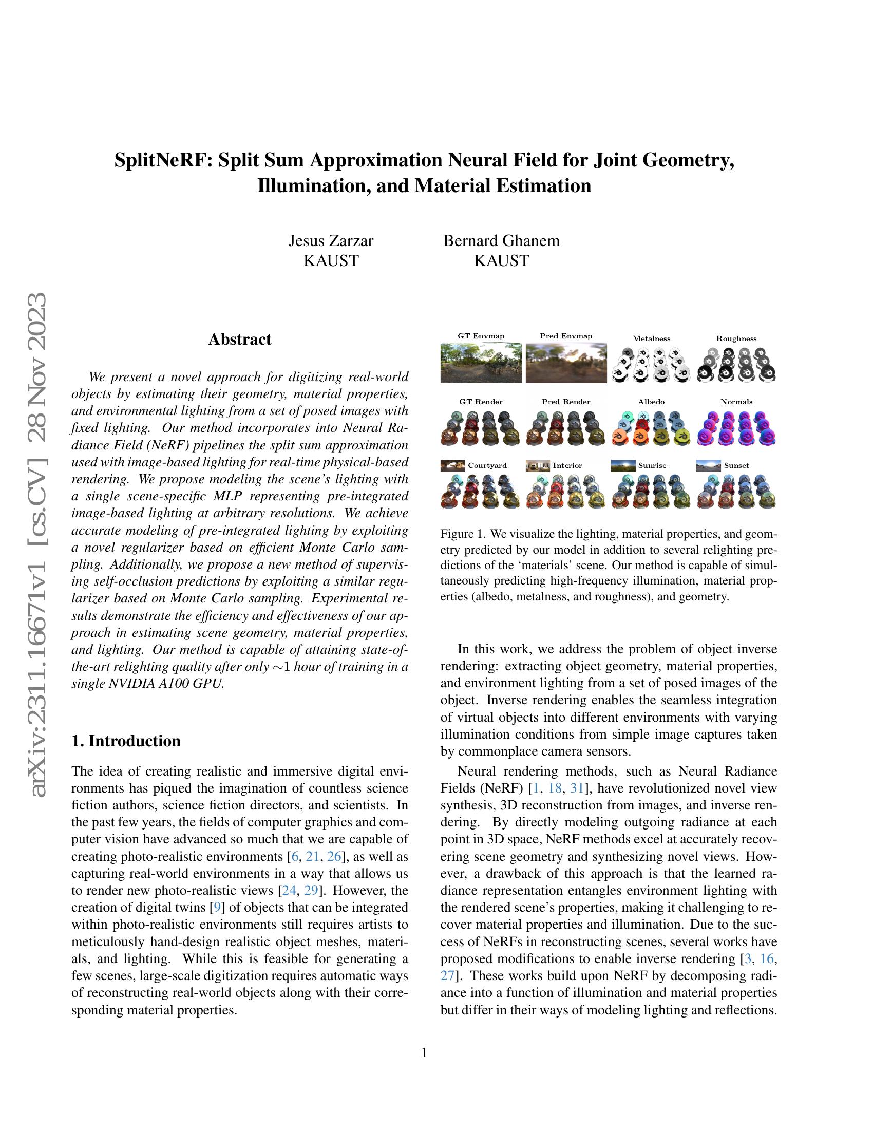 SplitNeRF: Split Sum Approximation Neural Field for Joint Geometry ...