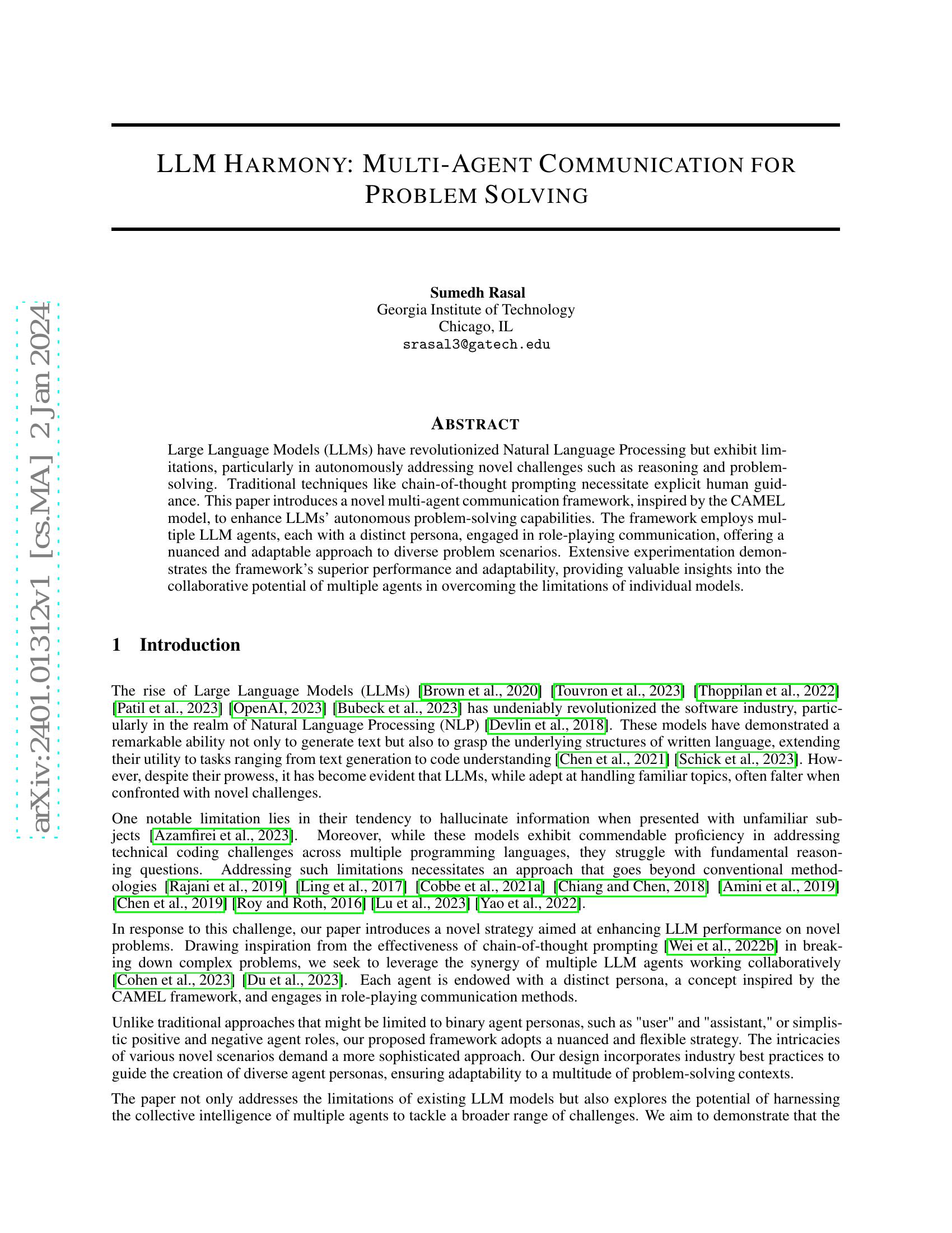 LLM Harmony: Multi-Agent Communication for Problem Solving - 智源社区论文