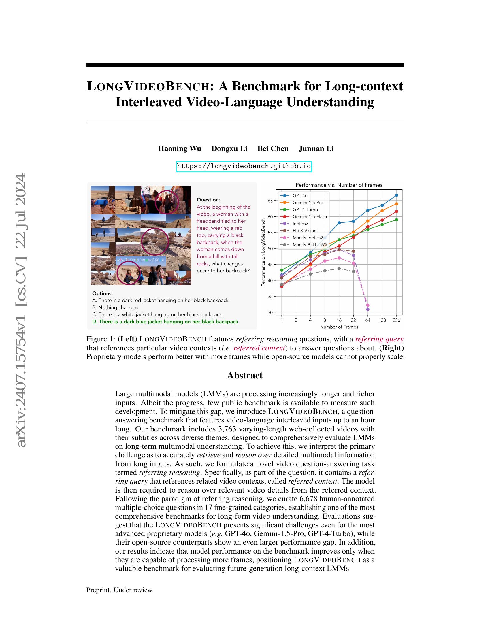 LongVideoBench: A Benchmark for Long-context Interleaved Video-Language Understanding - 智源社区论文