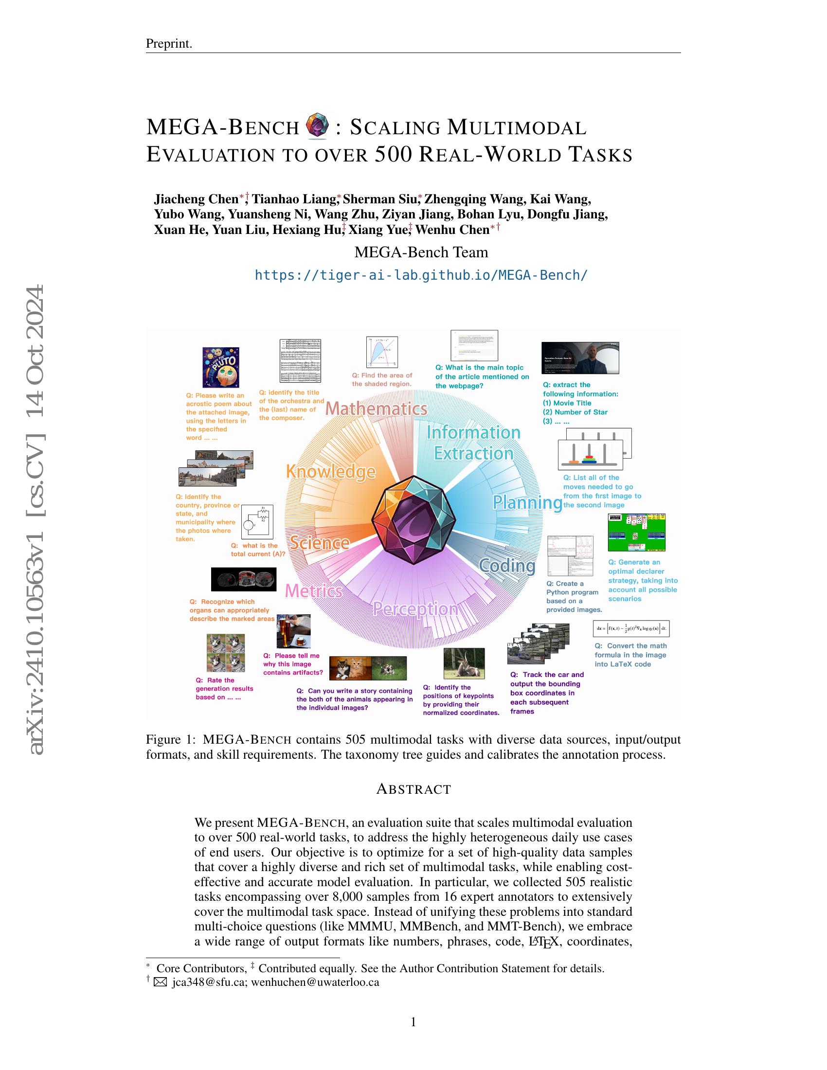 MEGA-Bench: Scaling Multimodal Evaluation to over 500 Real-World Tasks - 智源社区论文