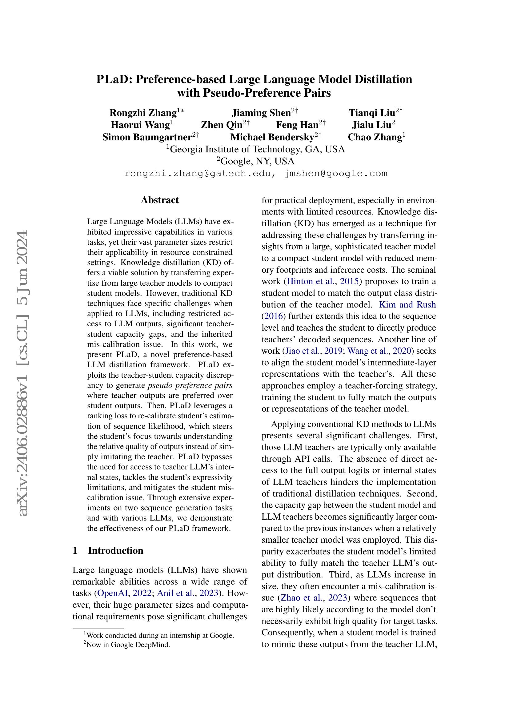PLaD: Preference-based Large Language Model Distillation with Pseudo-Preference Pairs - 智源社区论文