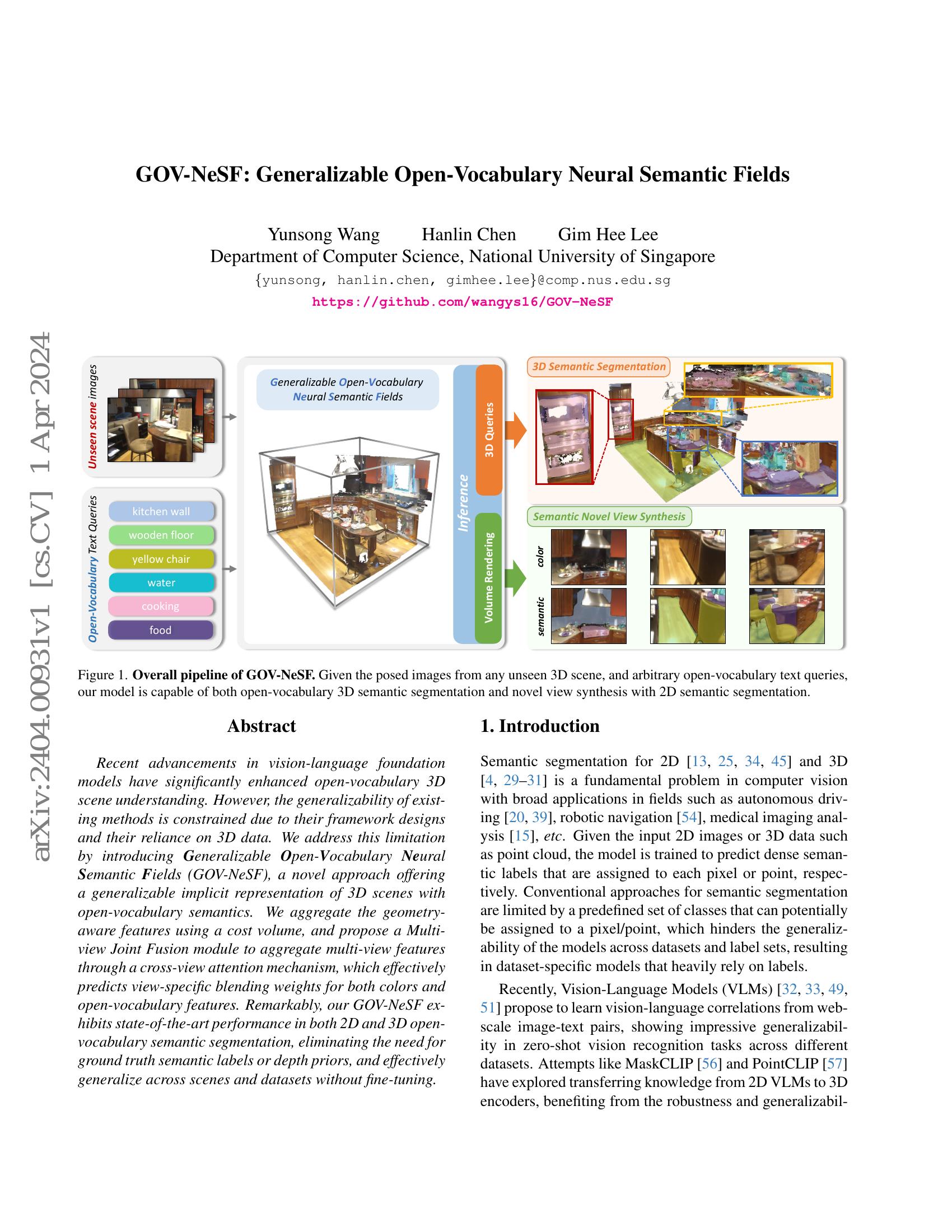 GOV-NeSF: Generalizable Open-Vocabulary Neural Semantic Fields - 智源社区论文