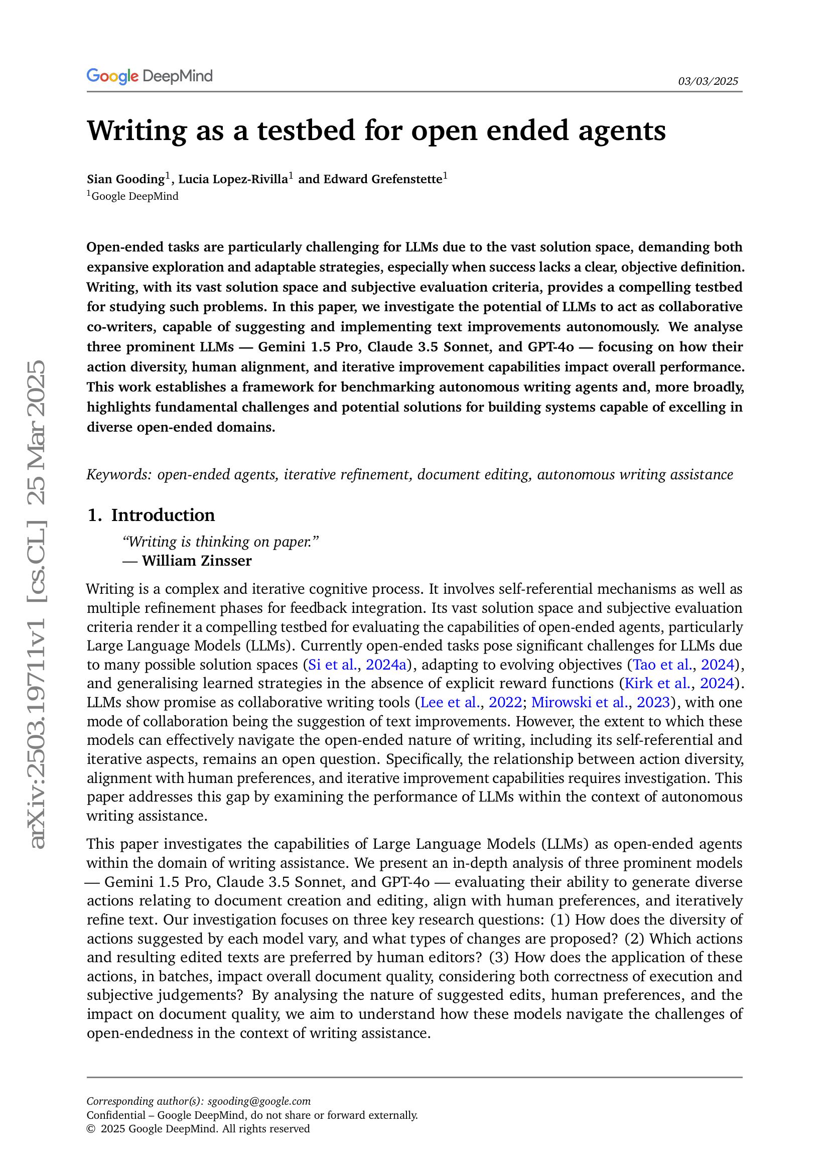 Writing as a testbed for open ended agents - 智源社区论文