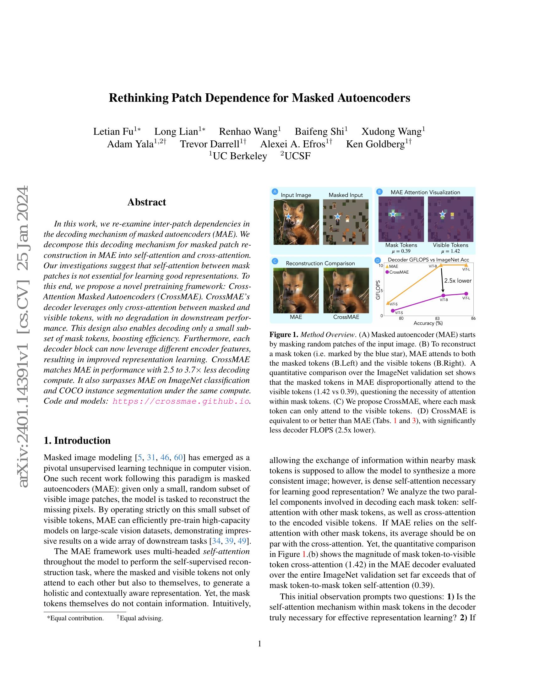 Rethinking Patch Dependence for Masked Autoencoders - 智源社区论文