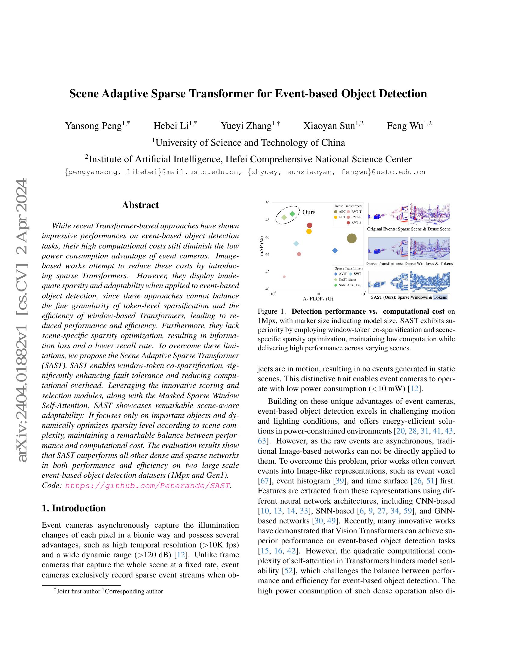 Scene Adaptive Sparse Transformer for Event-based Object Detection - 智源社区论文
