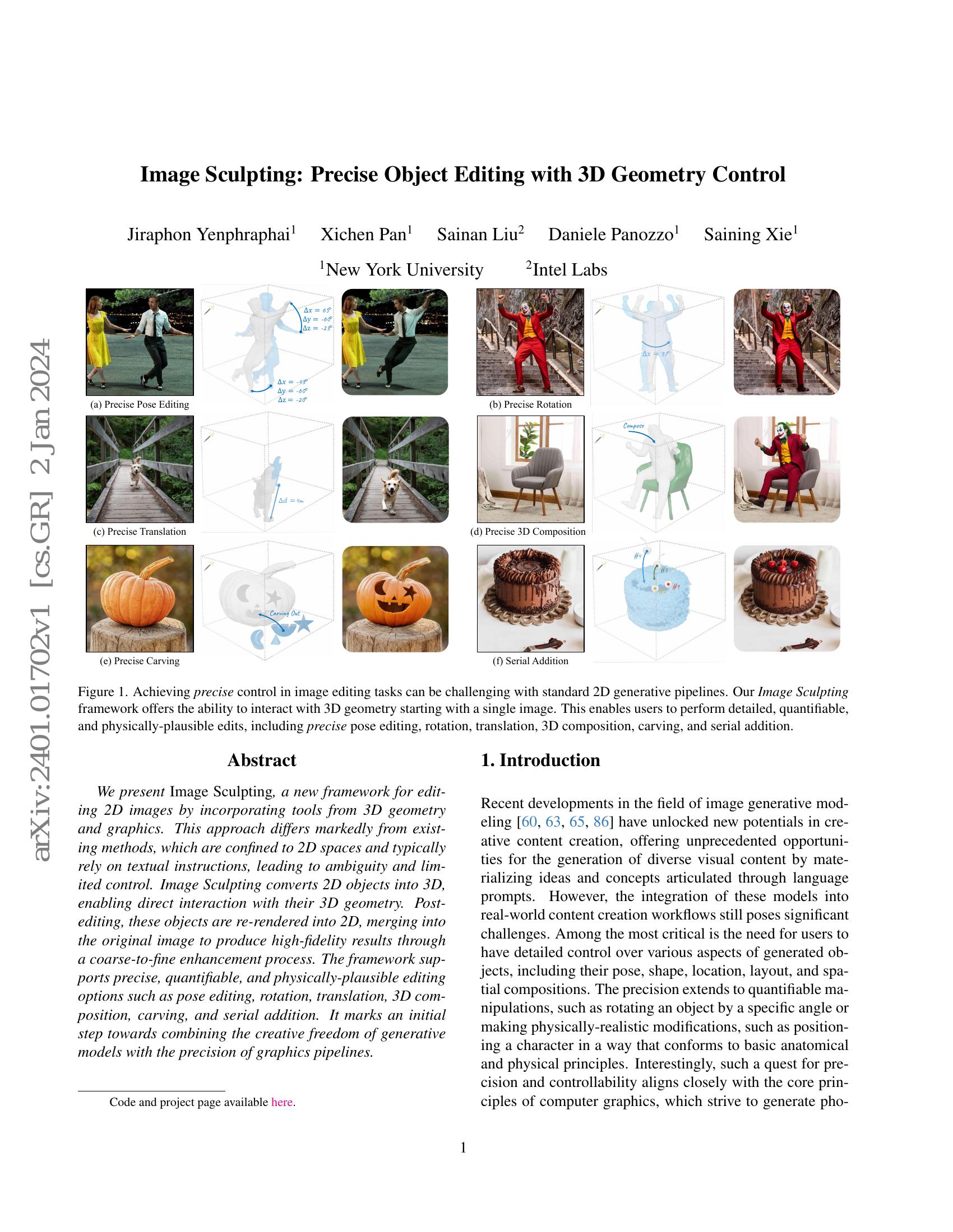 Image Sculpting: Precise Object Editing with 3D Geometry Control - 智源社区论文