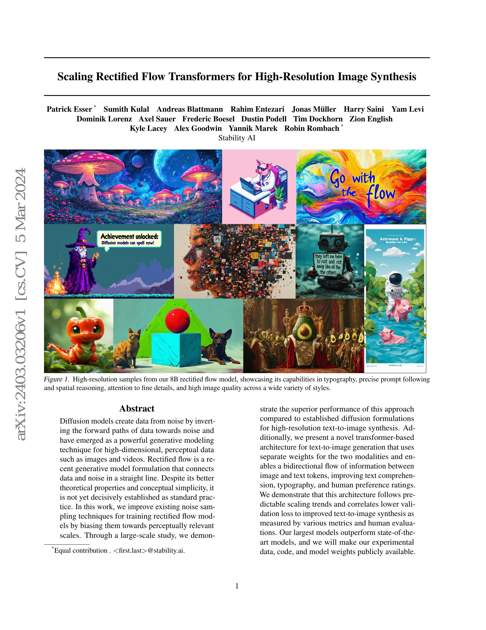 Scaling Rectified Flow Transformers for High-Resolution Image Synthesis - 智源社区论文