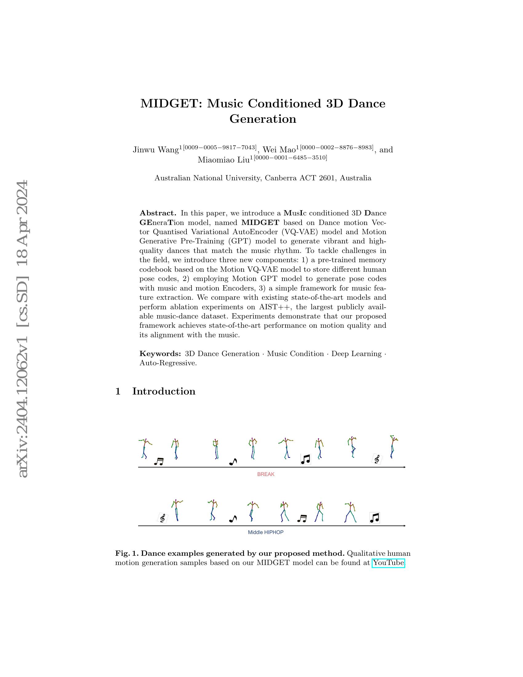MIDGET: Music Conditioned 3D Dance Generation - 智源社区论文