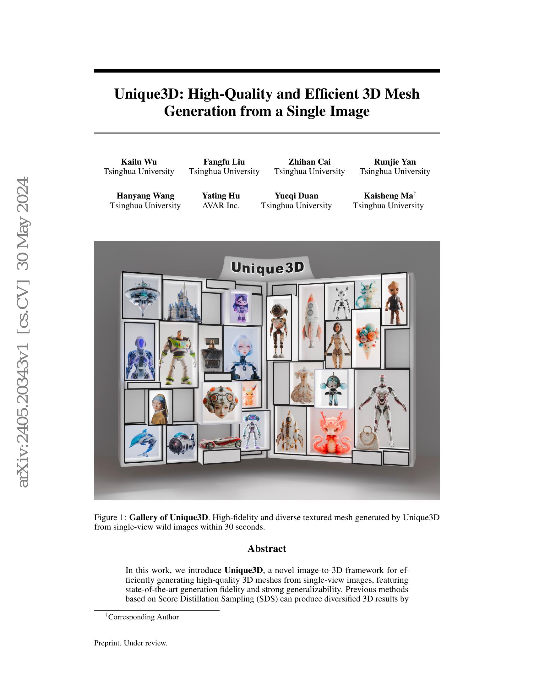 Unique3D: High-Quality and Efficient 3D Mesh Generation from a Single ...