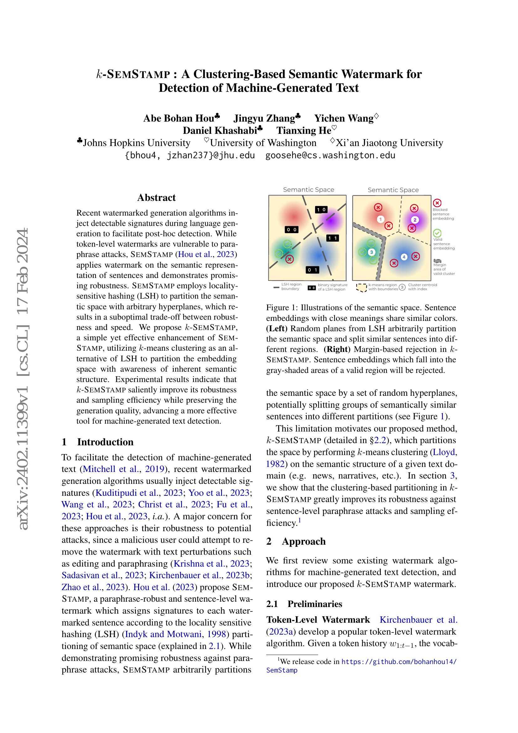 k-SemStamp: A Clustering-Based Semantic Watermark for Detection of ...