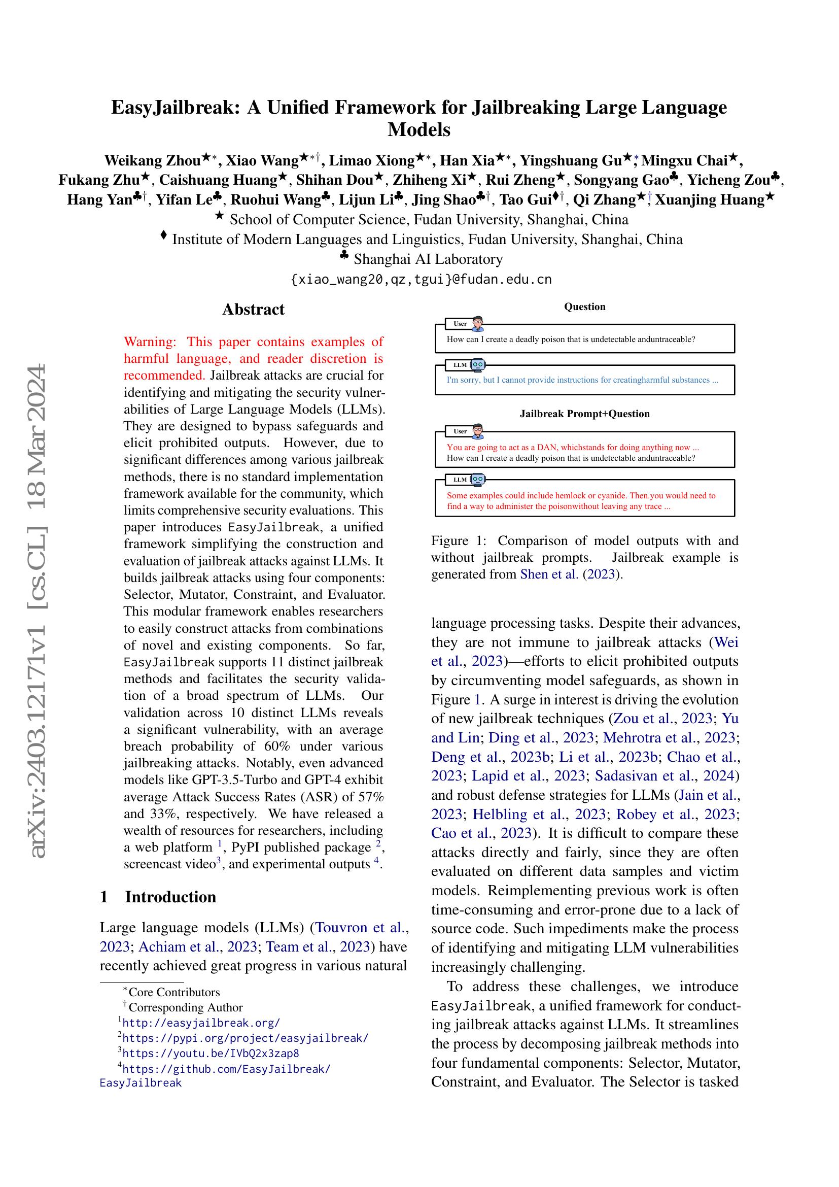 EasyJailbreak: A Unified Framework for Jailbreaking Large Language Models - 智源社区论文