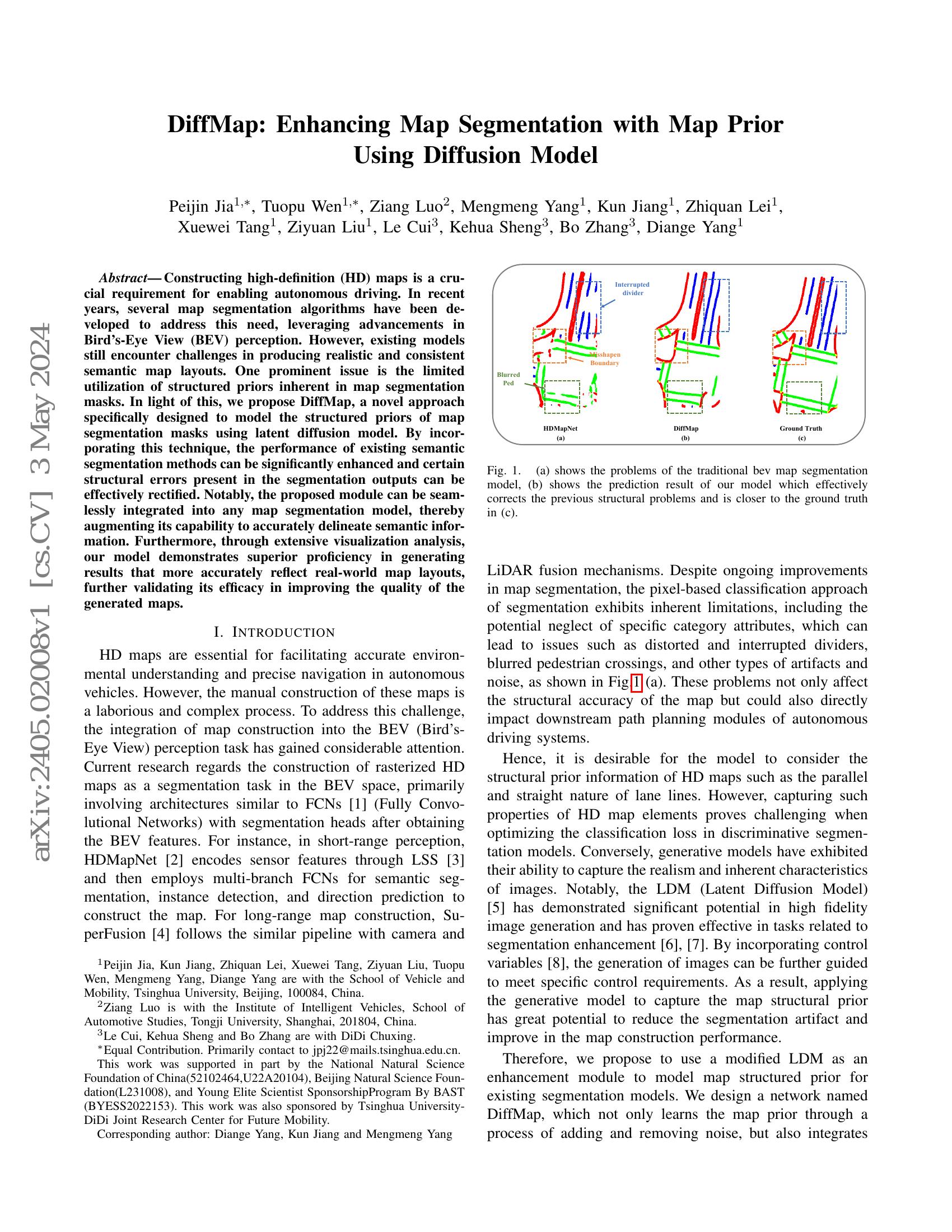 DiffMap: Enhancing Map Segmentation with Map Prior Using Diffusion Model - 智源社区论文