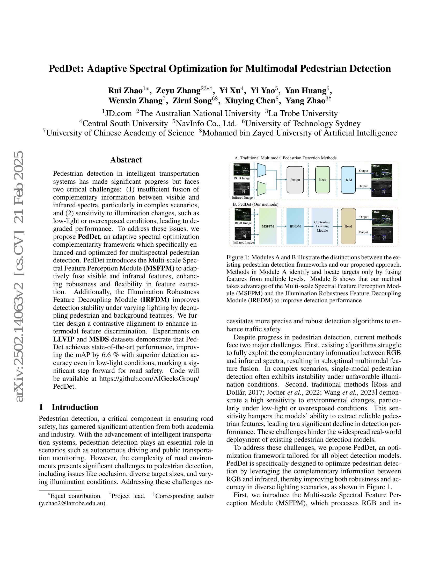 PedDet: Adaptive Spectral Optimization for Multimodal Pedestrian Detection - 智源社区论文