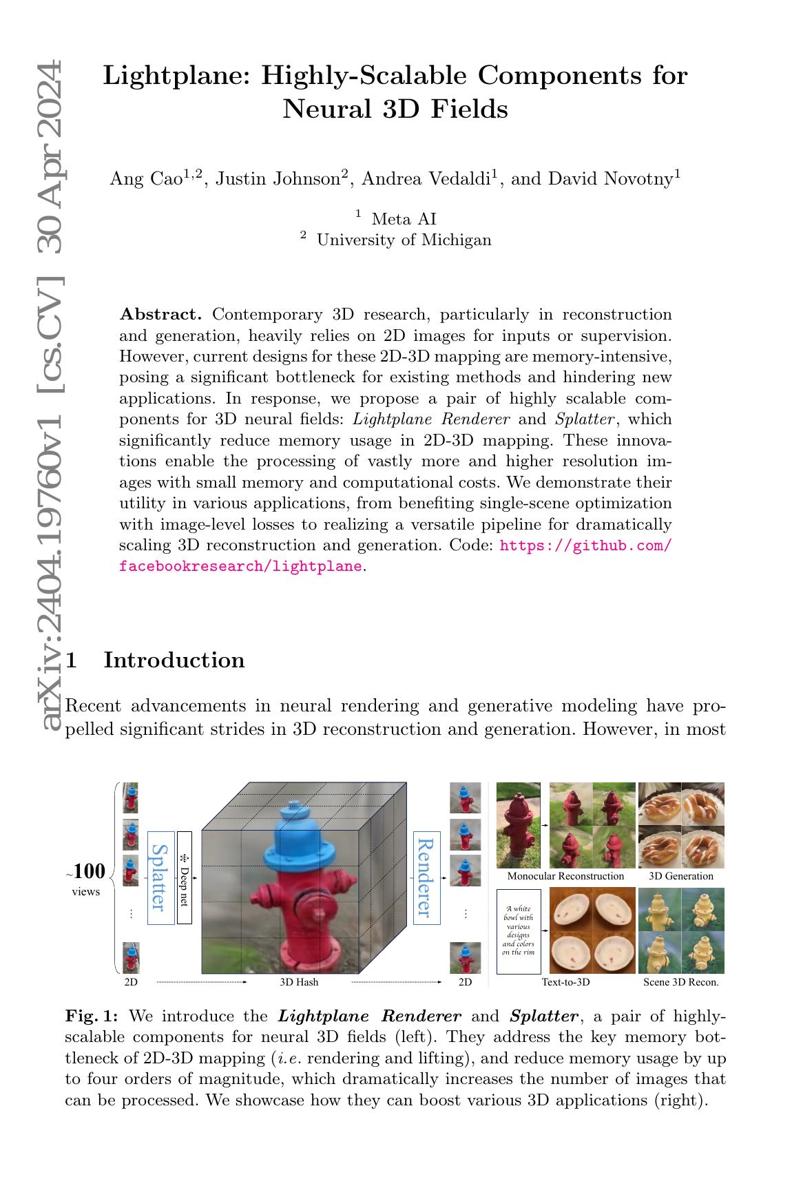 Lightplane: Highly-Scalable Components for Neural 3D Fields - 智源社区论文