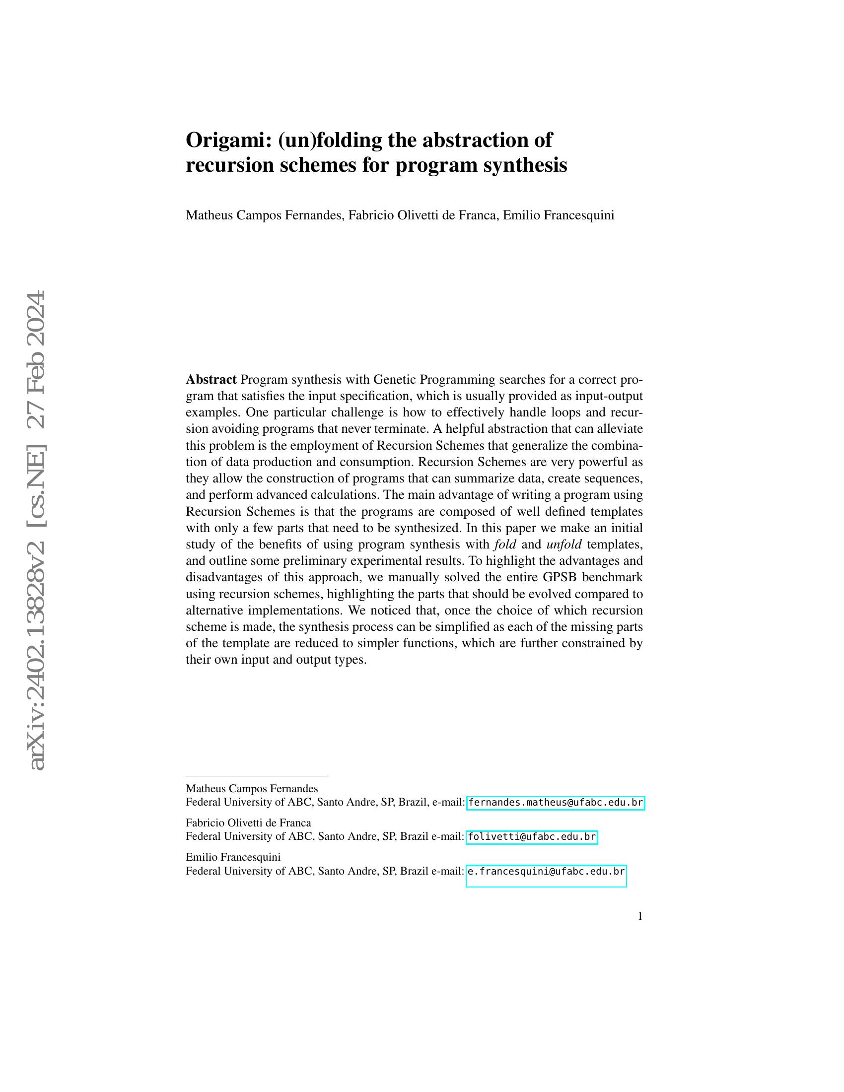 Origami: (un)folding the abstraction of recursion schemes for program synthesis - 智源社区论文
