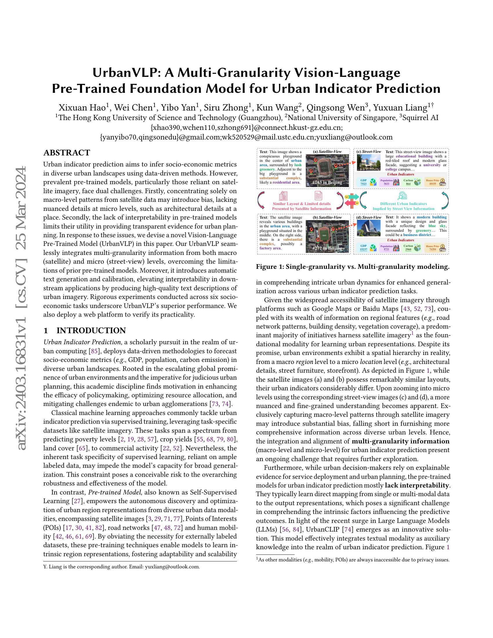 UrbanVLP: A Multi-Granularity Vision-Language Pre-Trained Foundation Model for Urban Indicator ...