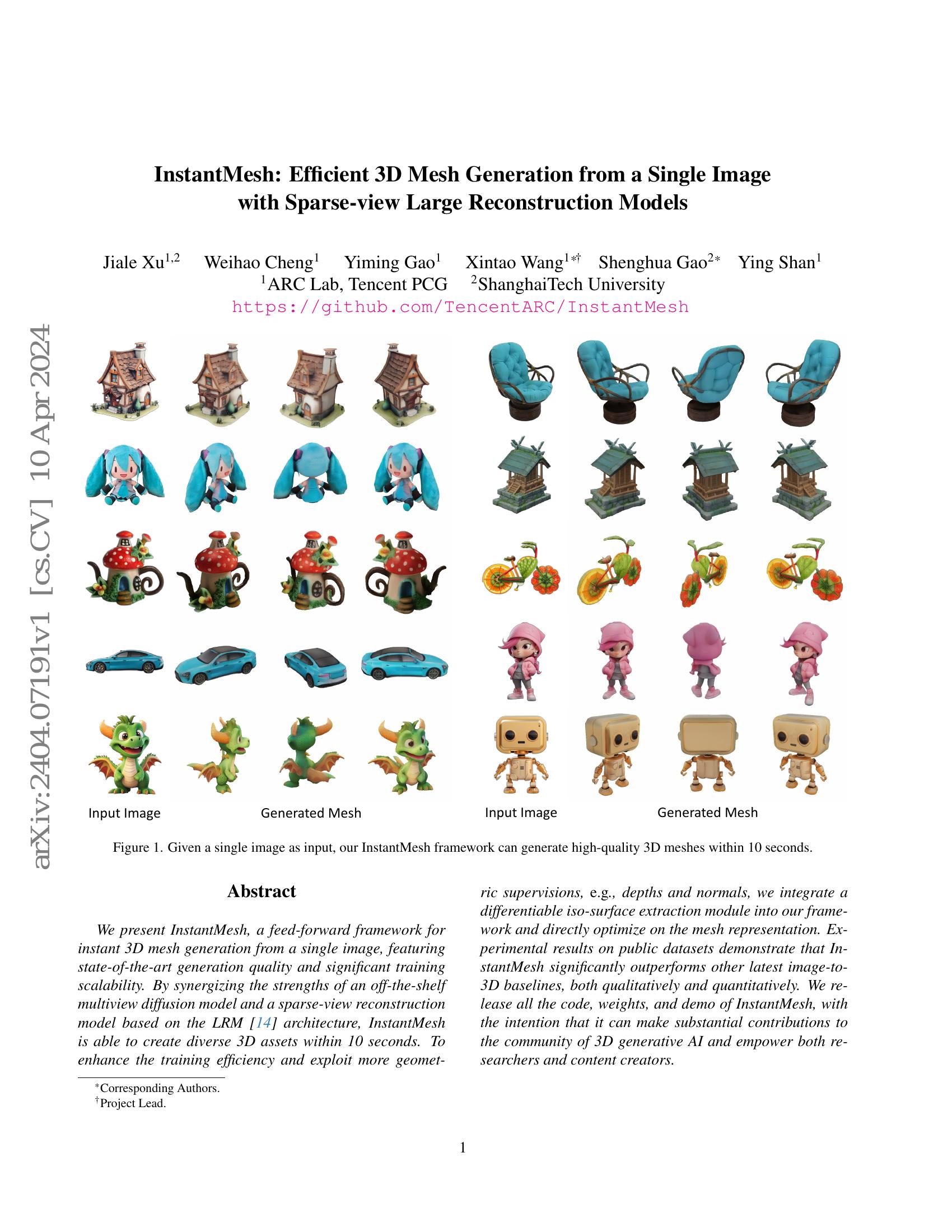 InstantMesh: Efficient 3D Mesh Generation from a Single Image with Sparse-view Large ...