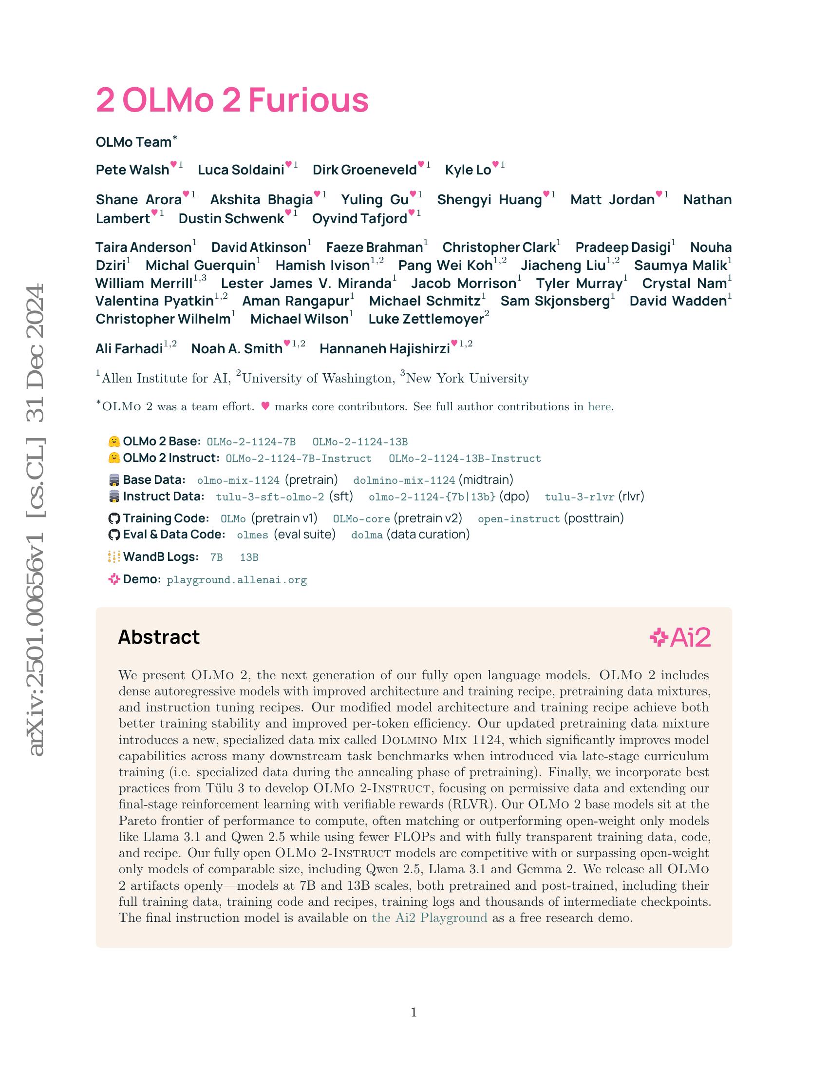 2 OLMo 2 Furious - 智源社区论文