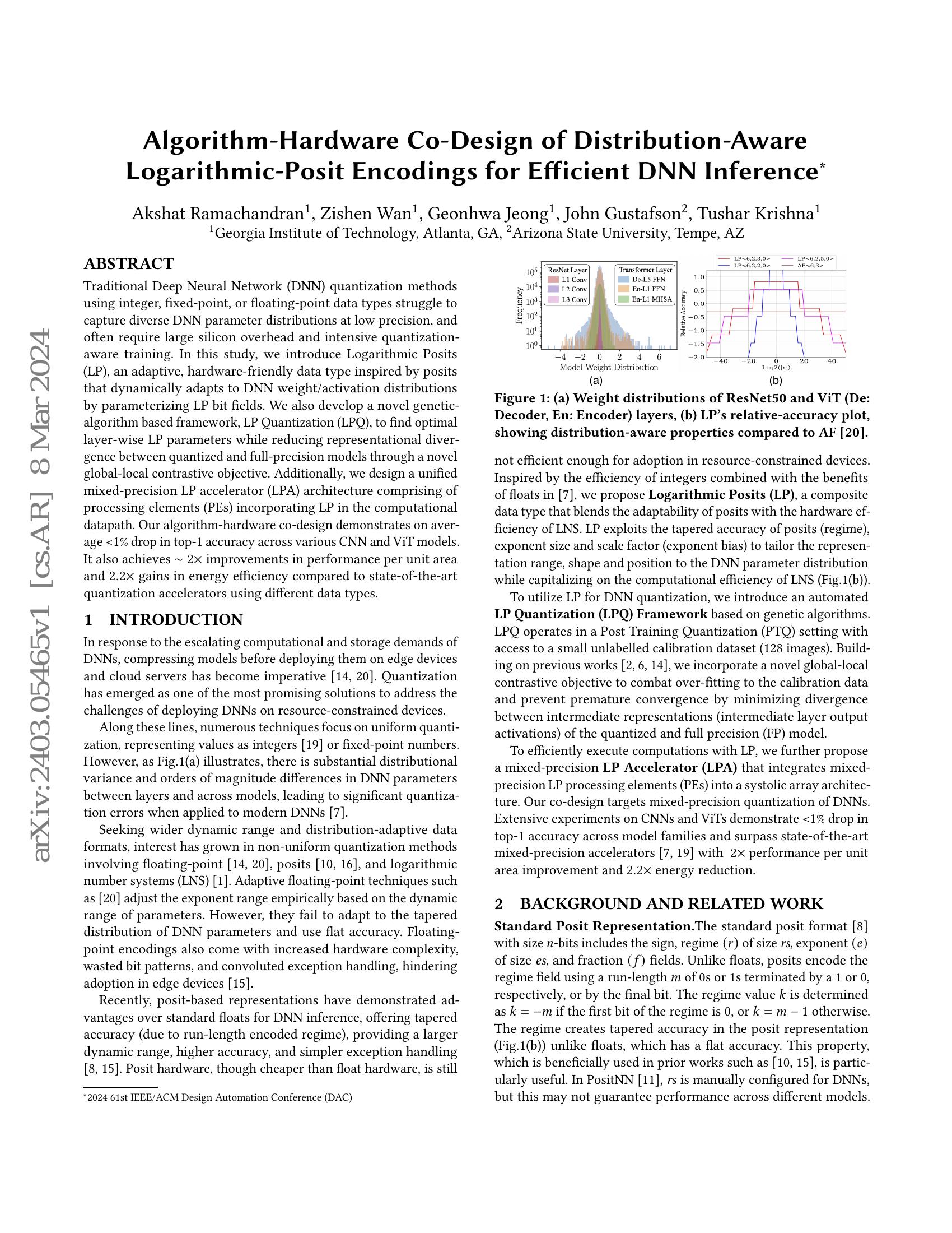 Algorithm-Hardware Co-Design of Distribution-Aware Logarithmic-Posit Encodings for Efficient DNN ...