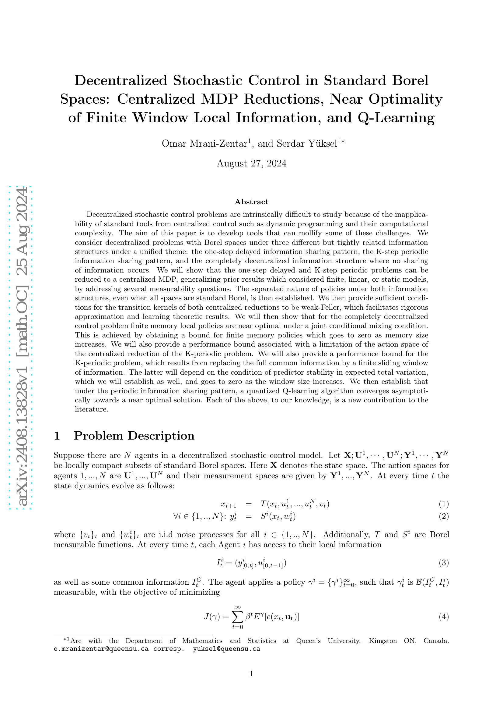 Decentralized Stochastic Control in Standard Borel Spaces: Centralized MDP Reductions, Near ...