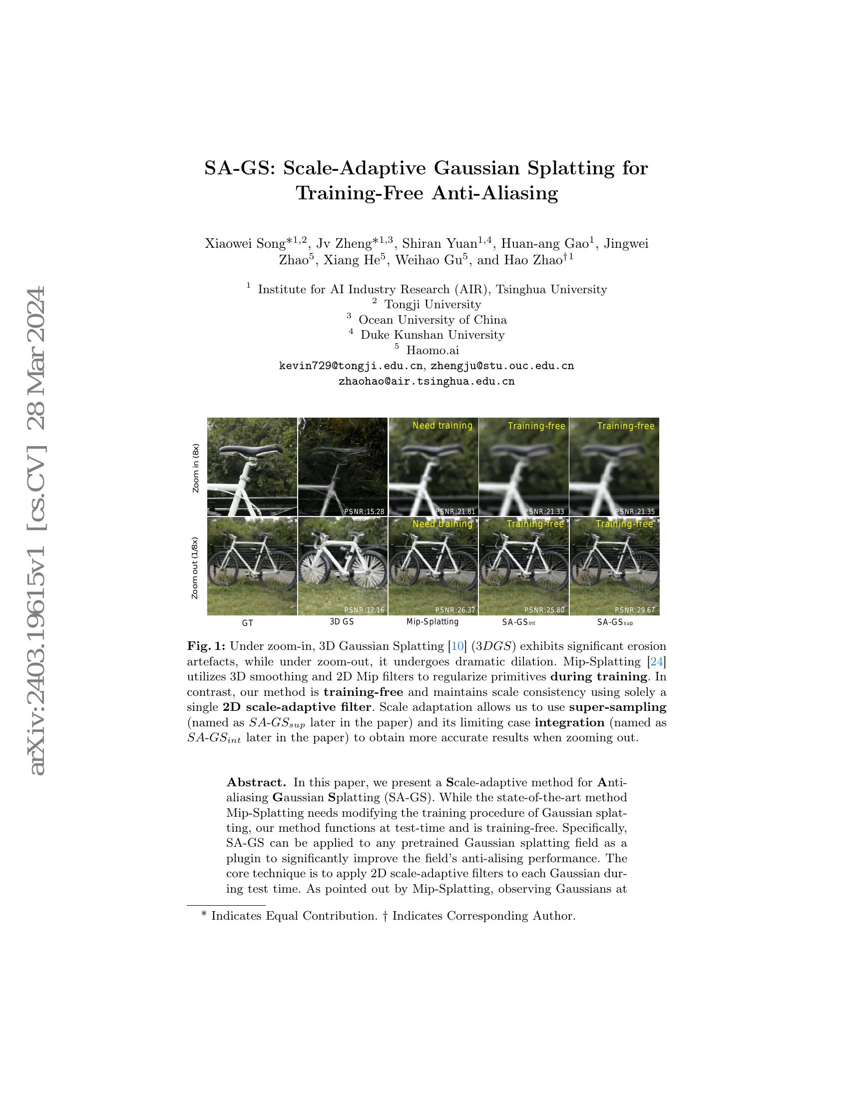 SA-GS: Scale-Adaptive Gaussian Splatting for Training-Free Anti ...