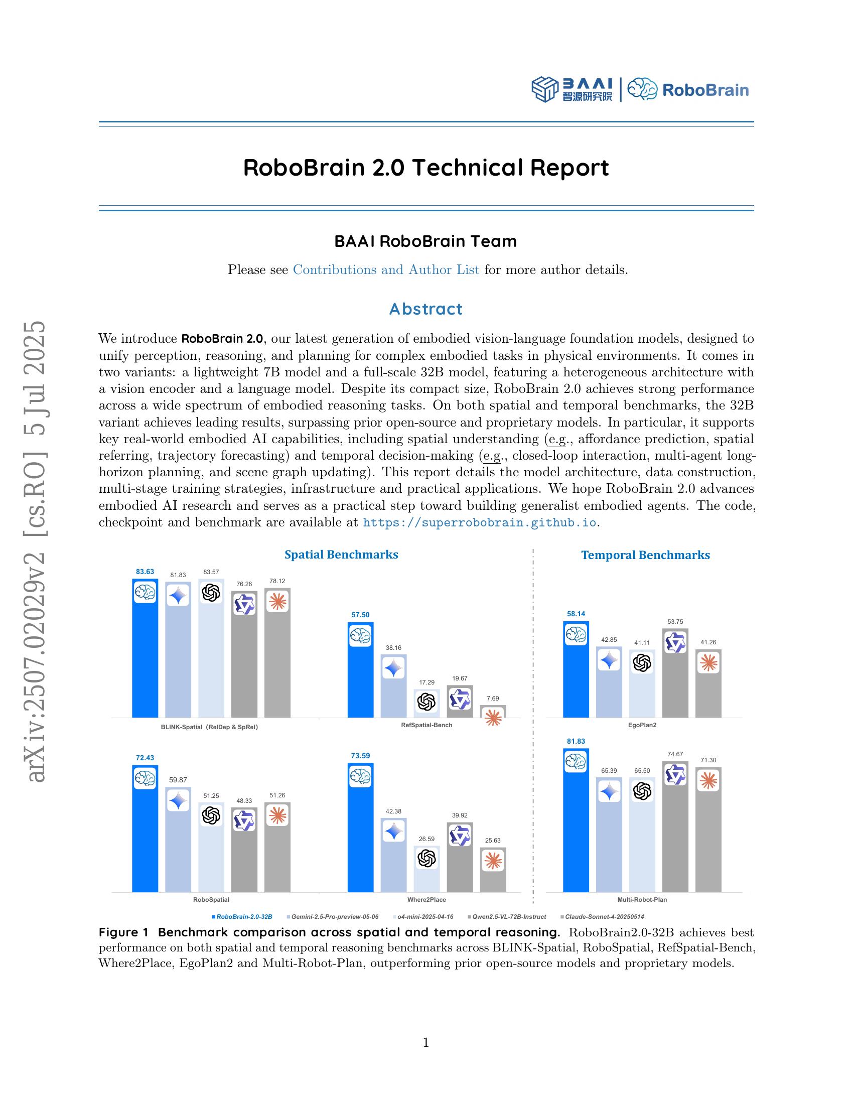 RoboBrain 2.0 Technical Report - 智源社区论文