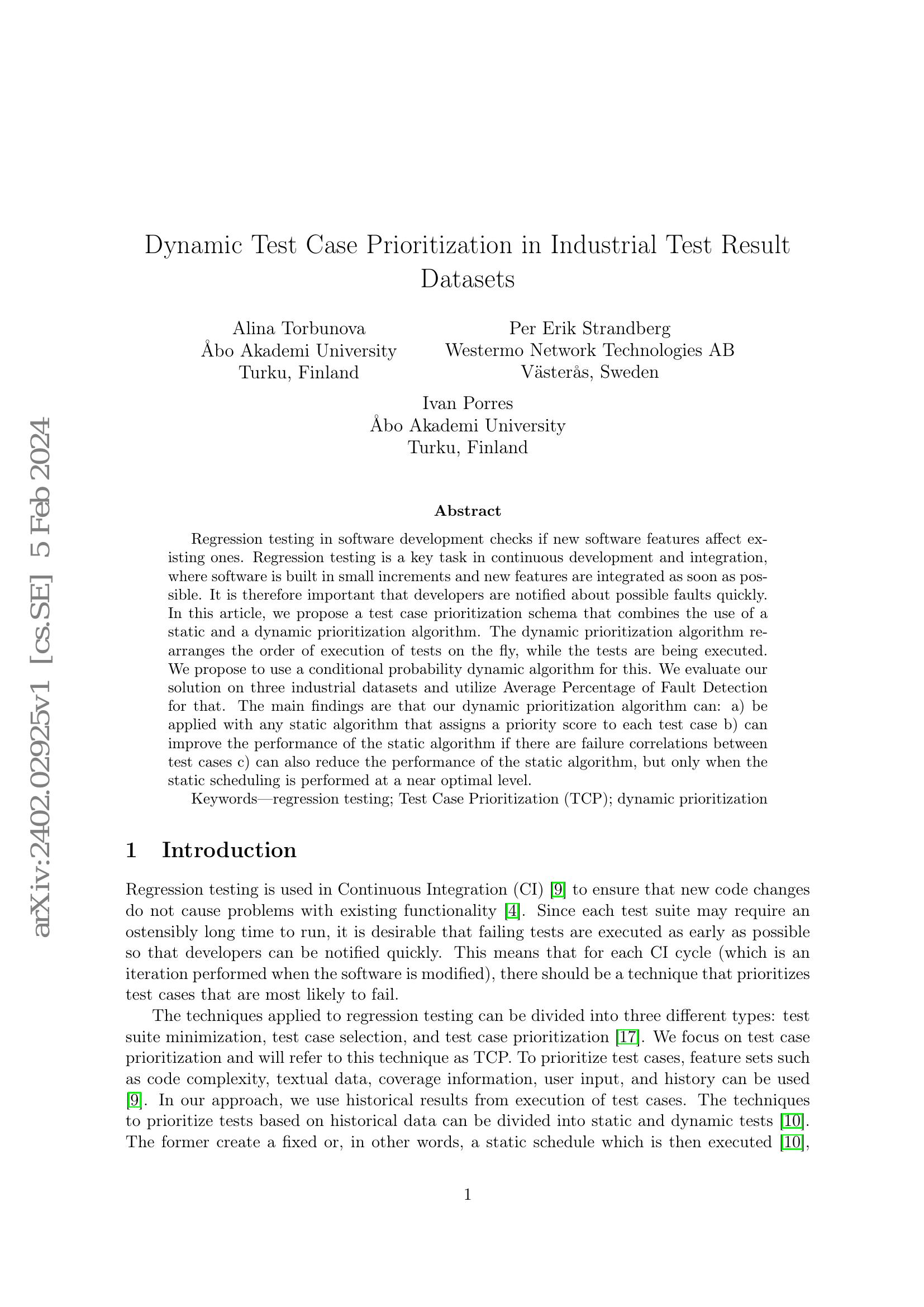 Dynamic Test Case Prioritization in Industrial Test Result Datasets - 智 ...