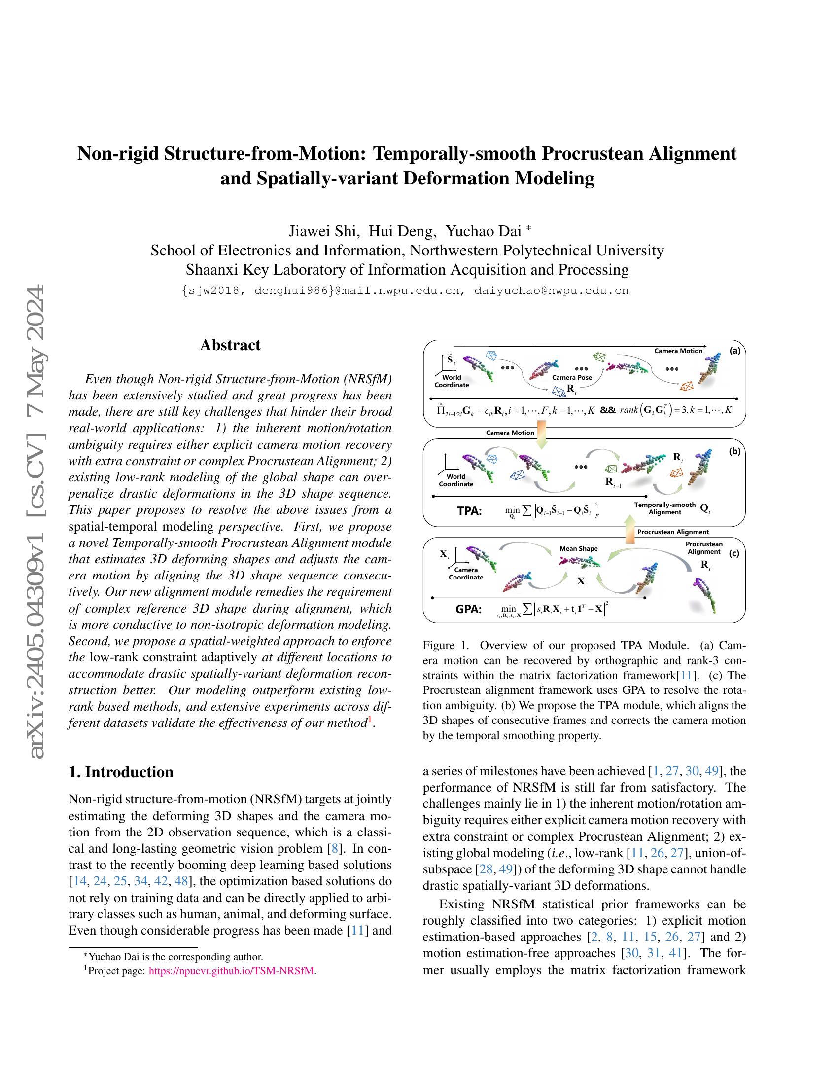 Non-rigid Structure-from-Motion: Temporally-smooth Procrustean Alignment and Spatially-variant ...