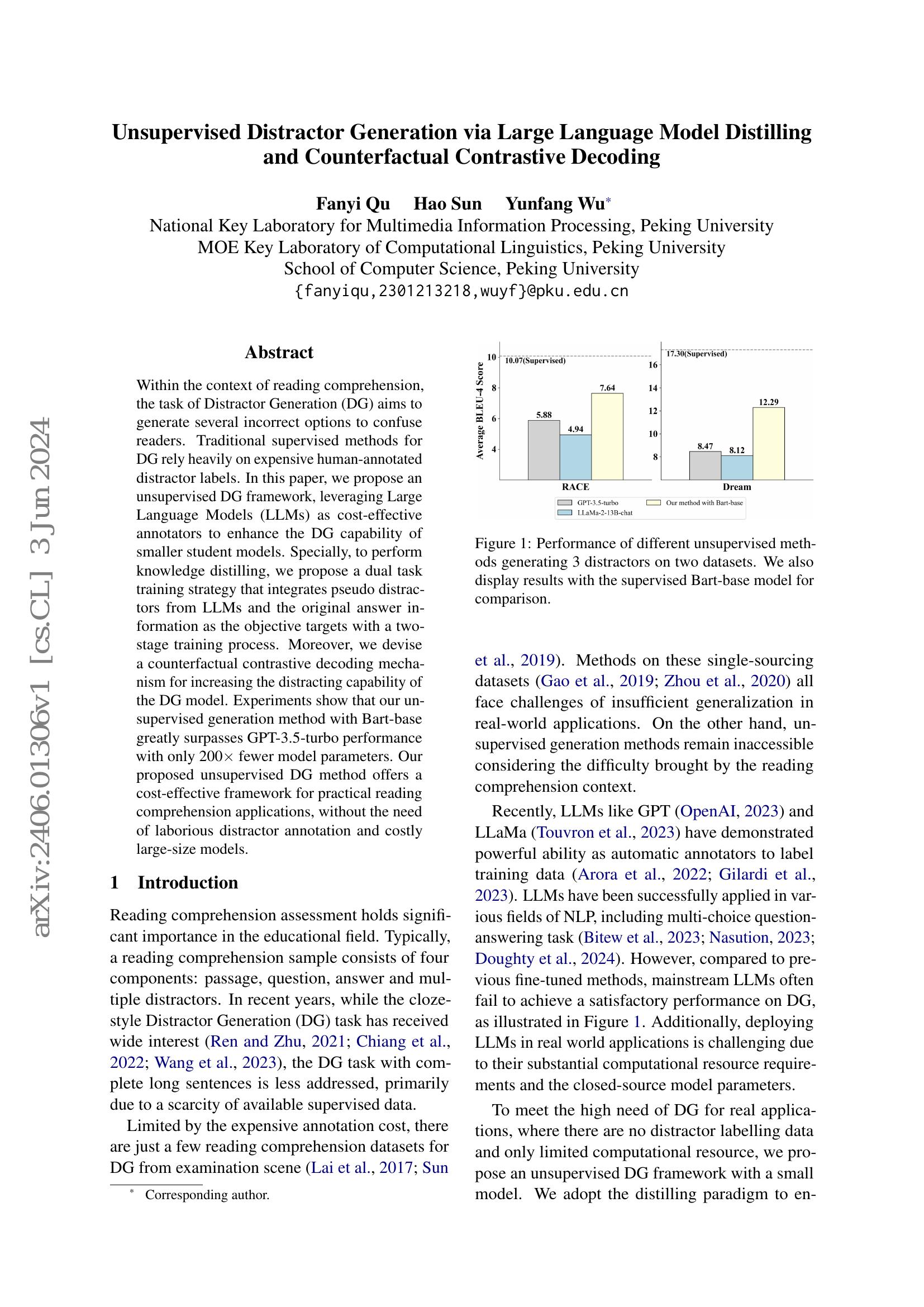 Unsupervised Distractor Generation via Large Language Model Distilling and Counterfactual ...