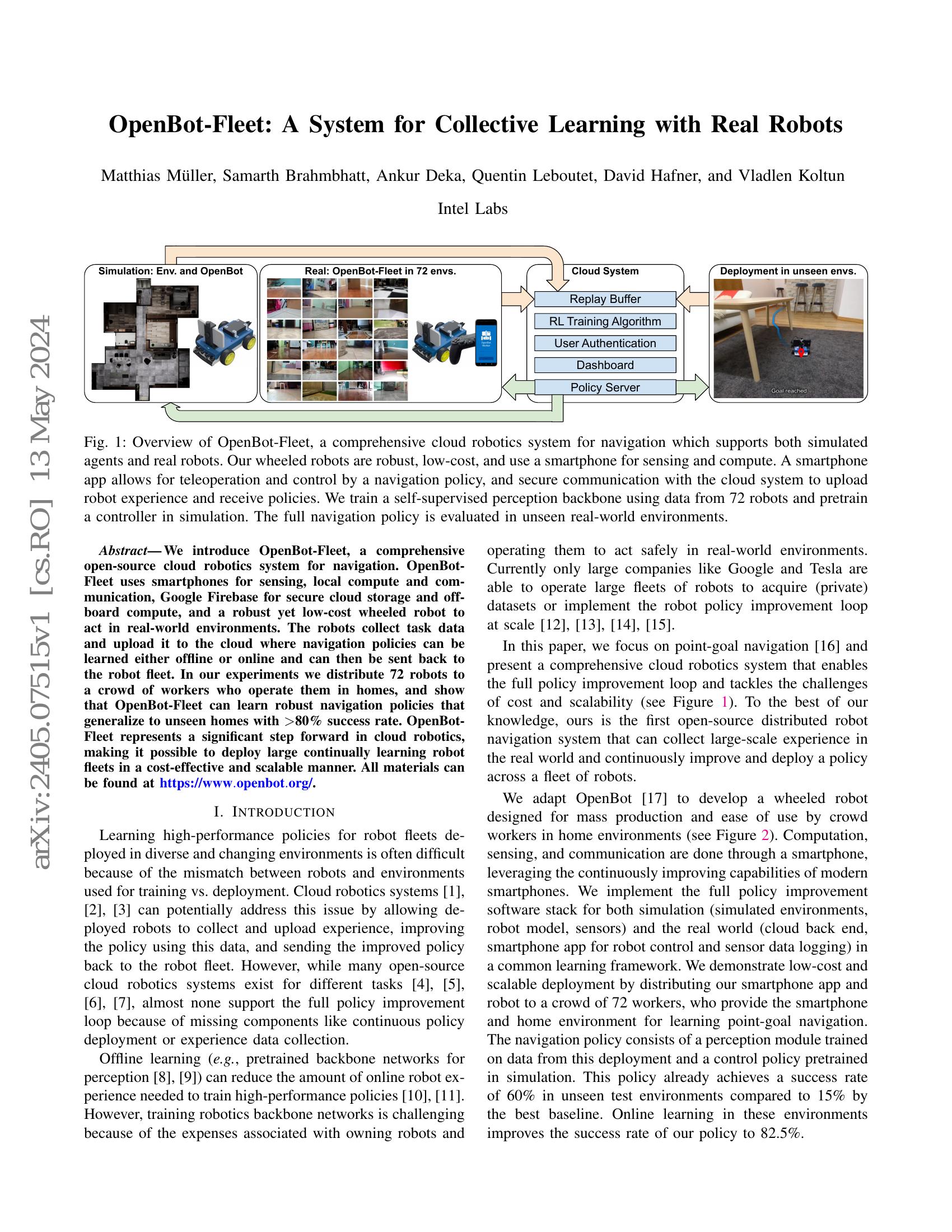 OpenBot-Fleet: A System for Collective Learning with Real Robots - 智源社区论文