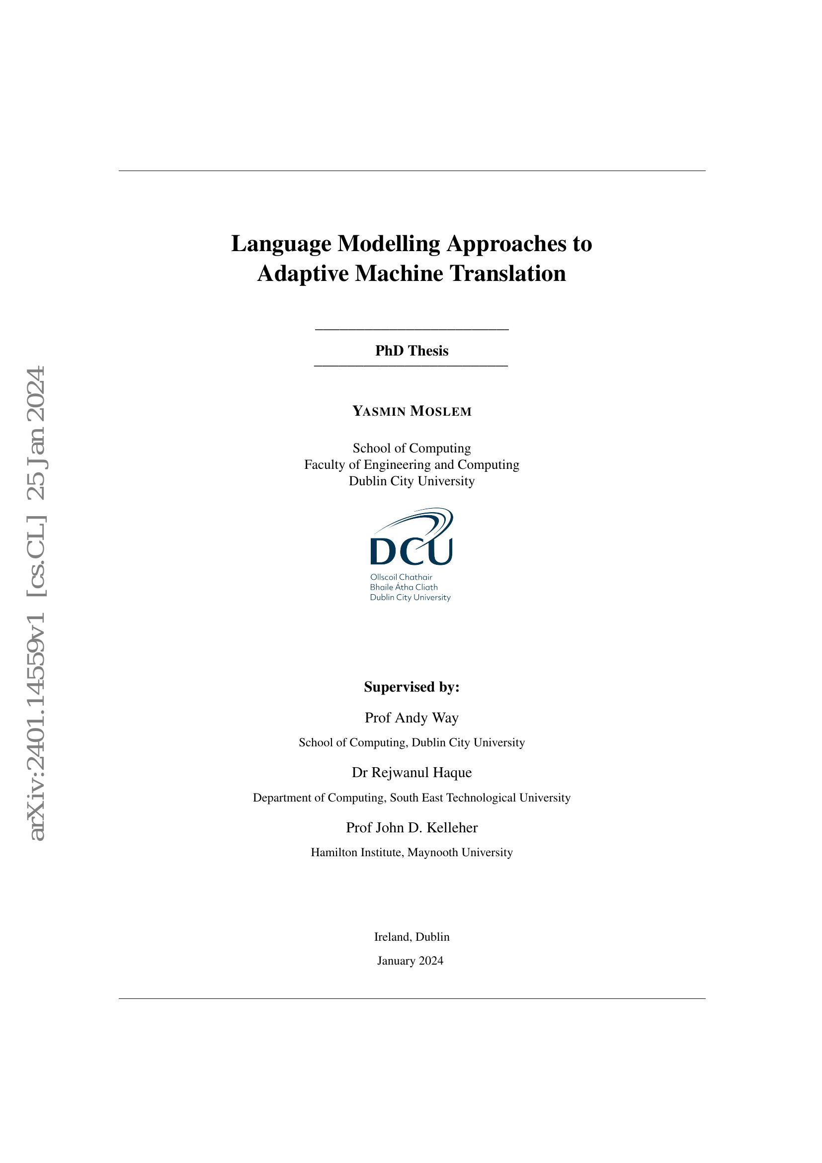 Language Modelling Approaches to Adaptive Machine Translation - 智源社区论文
