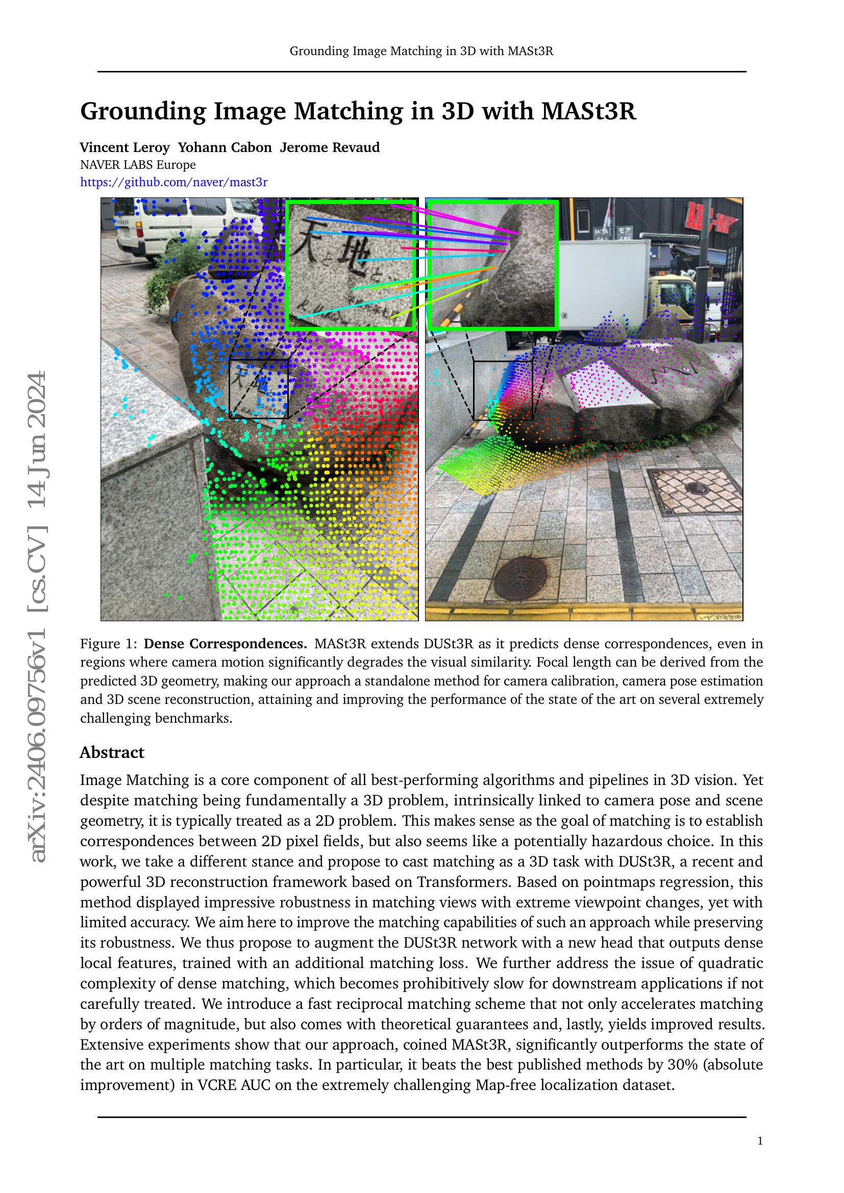 Grounding Image Matching in 3D with MASt3R - 智源社区论文